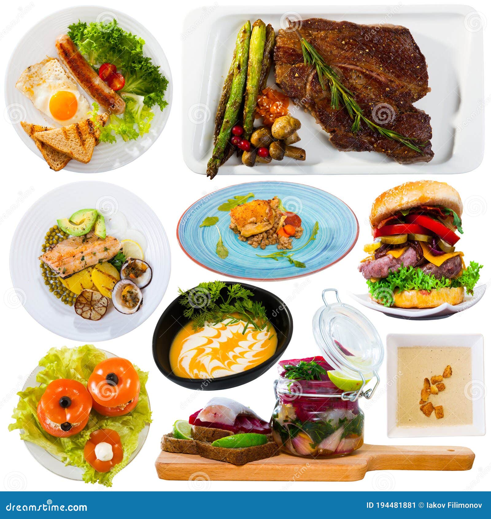 Collage of Different Meals Isolated Stock Image - Image of kitchen ...