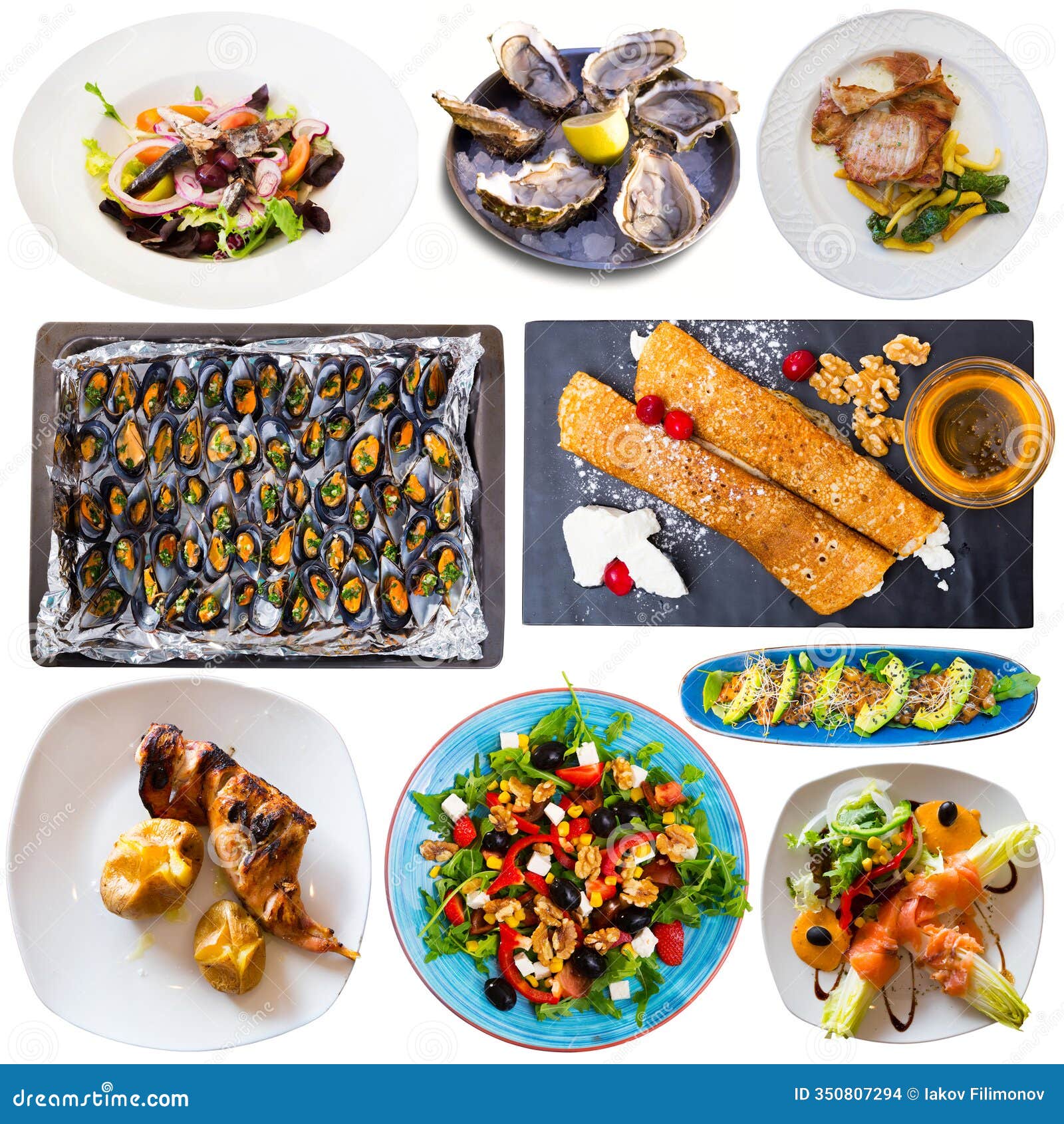 Collage of Different Meals Isolated Stock Photo - Image of meal ...