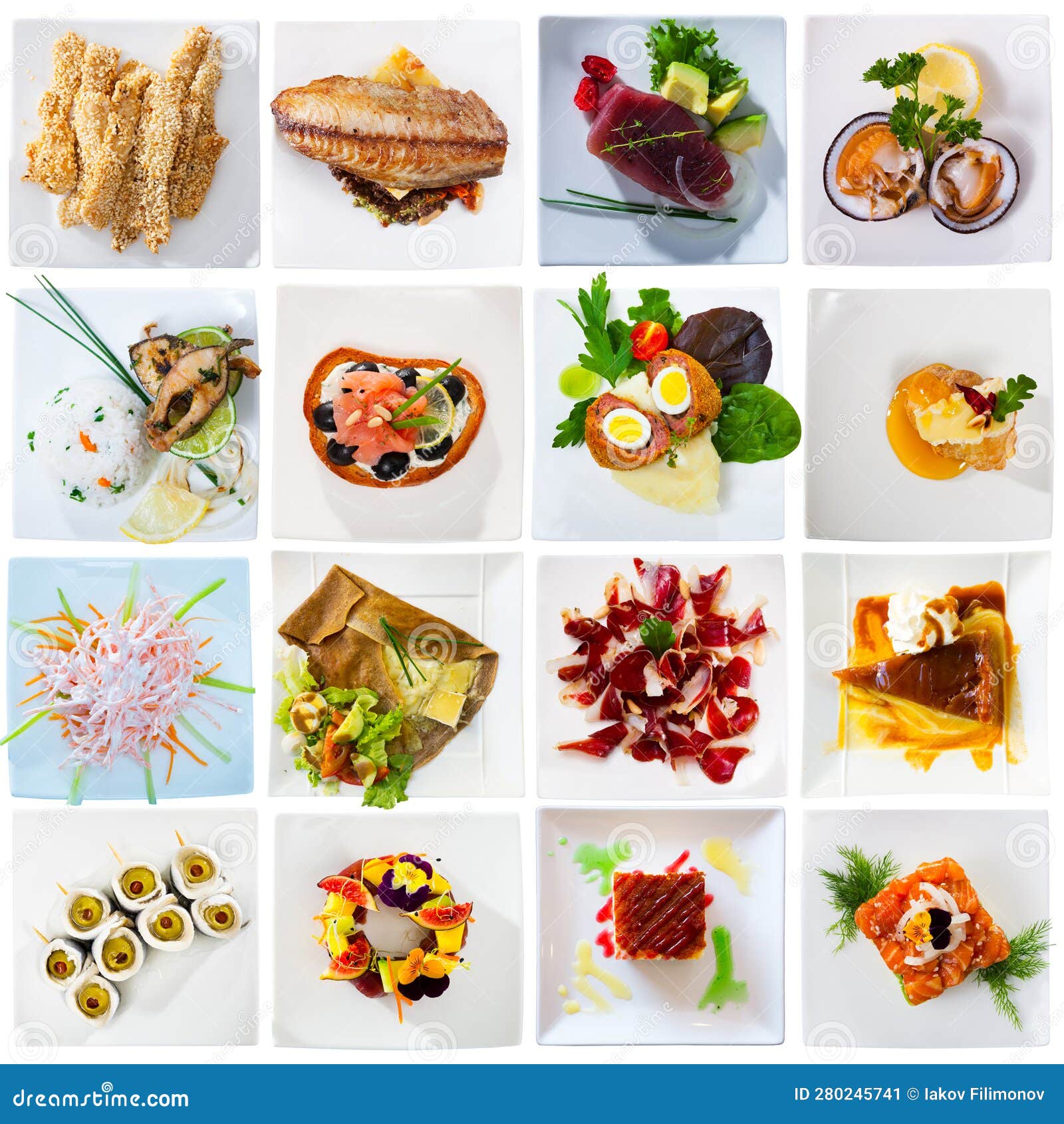 Collage of Different Meals Isolated on a White Background Stock Image ...
