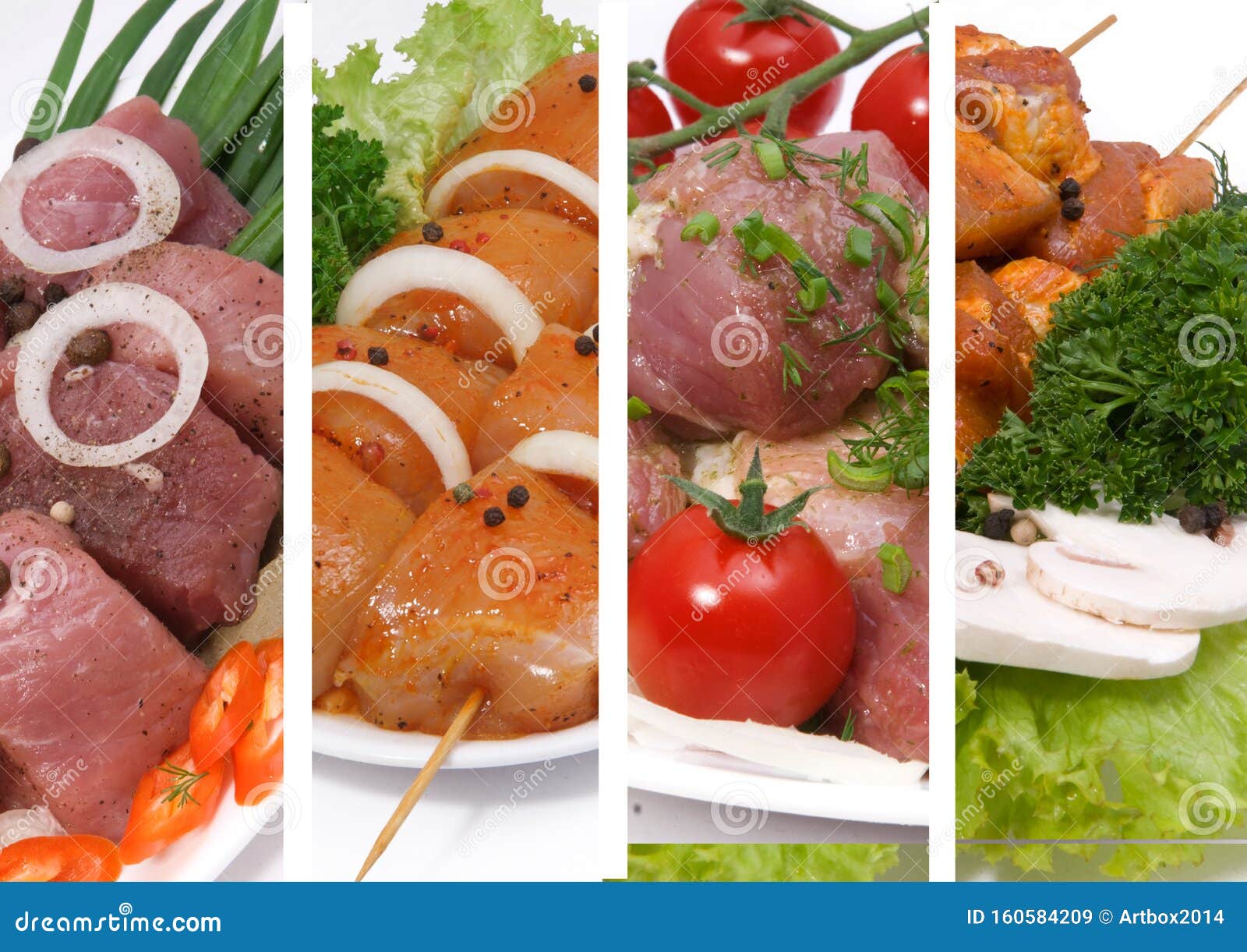 Collage of different meat stock image. Image of collage - 160584209