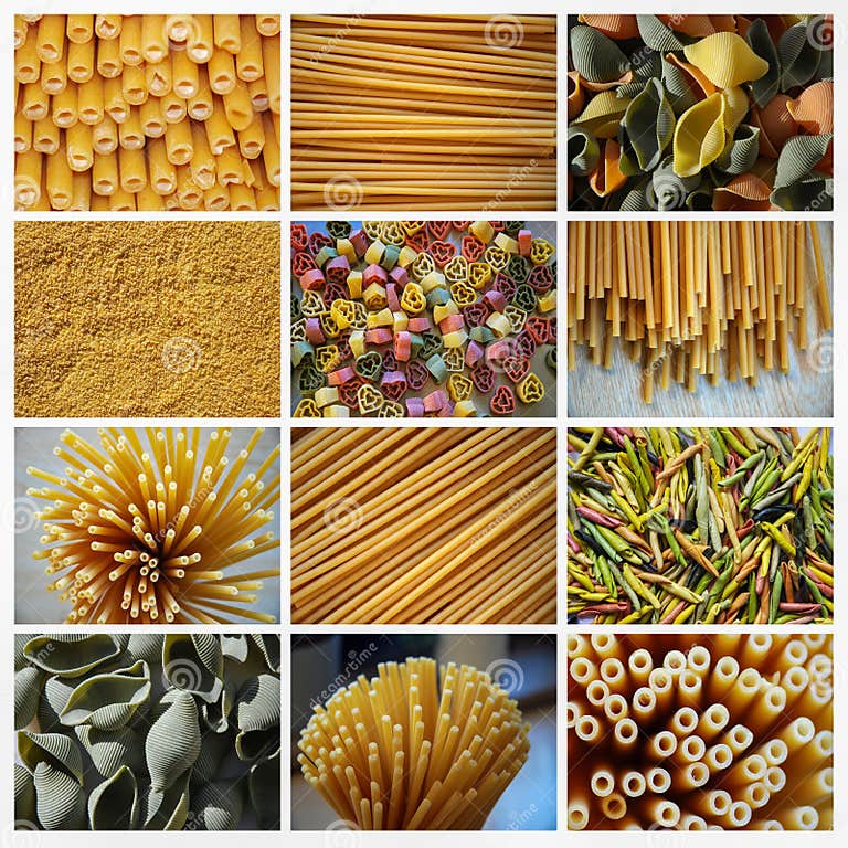 Collage with Different Noodles Stock Image - Image of cuisine, calorie ...