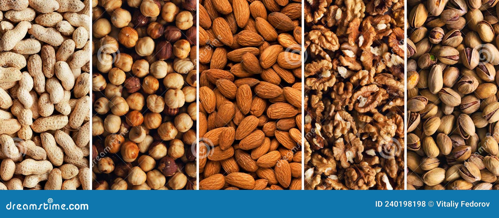 Collage of Different Nuts. View from Above. Background and Texture ...