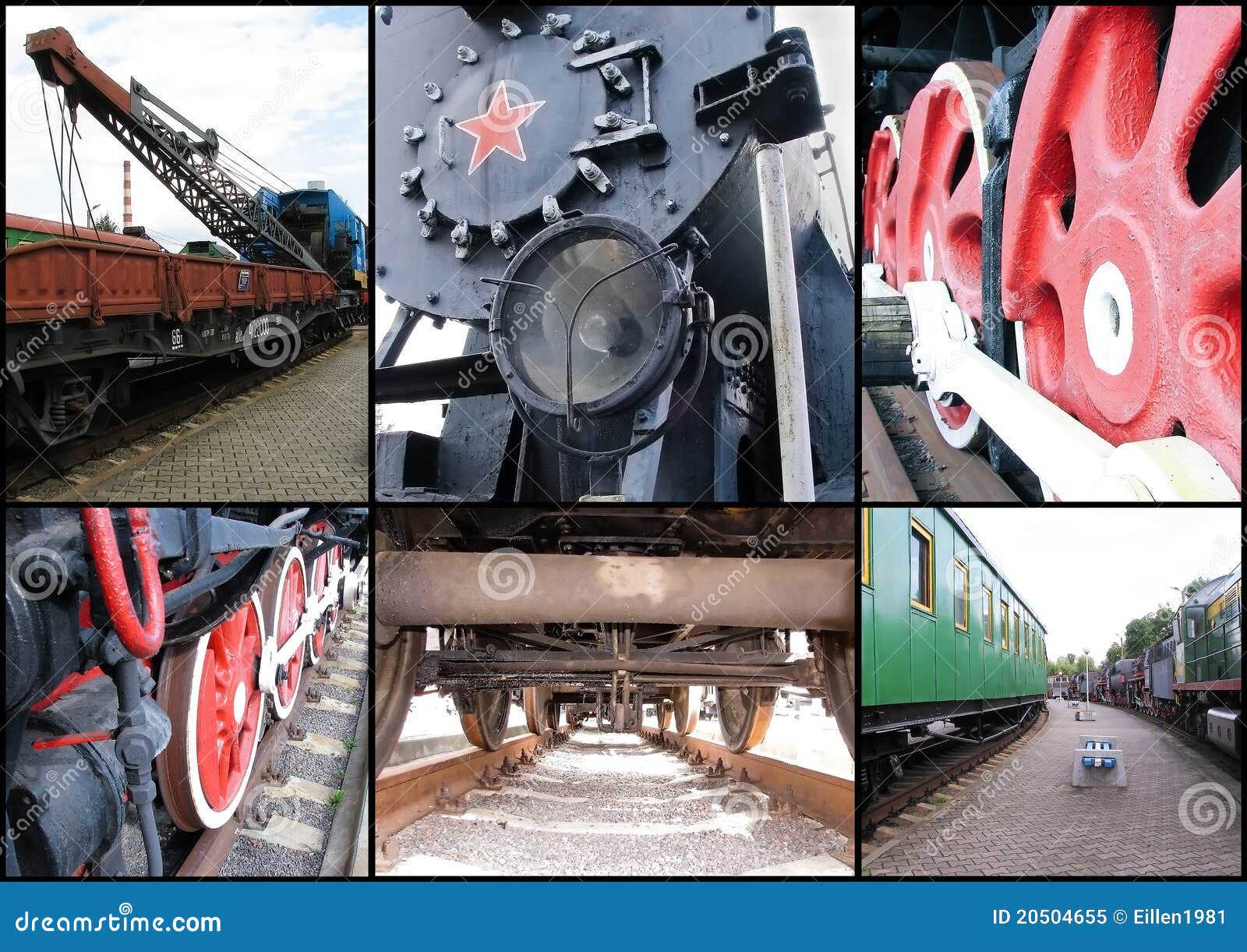 Collage with Different Parts of Old Trains Stock Image - Image of ...