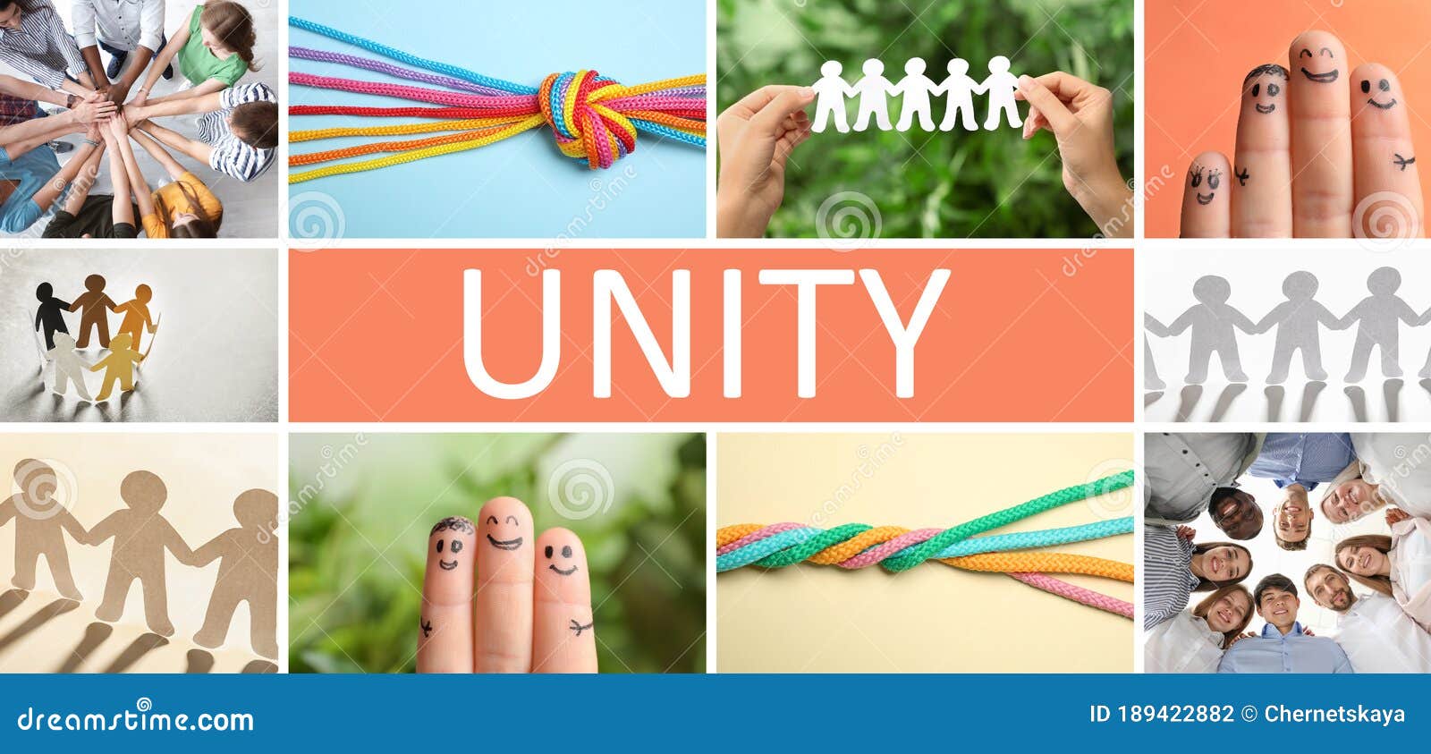 Collage with Different Photos, Banner. Concept of Unity and Support ...