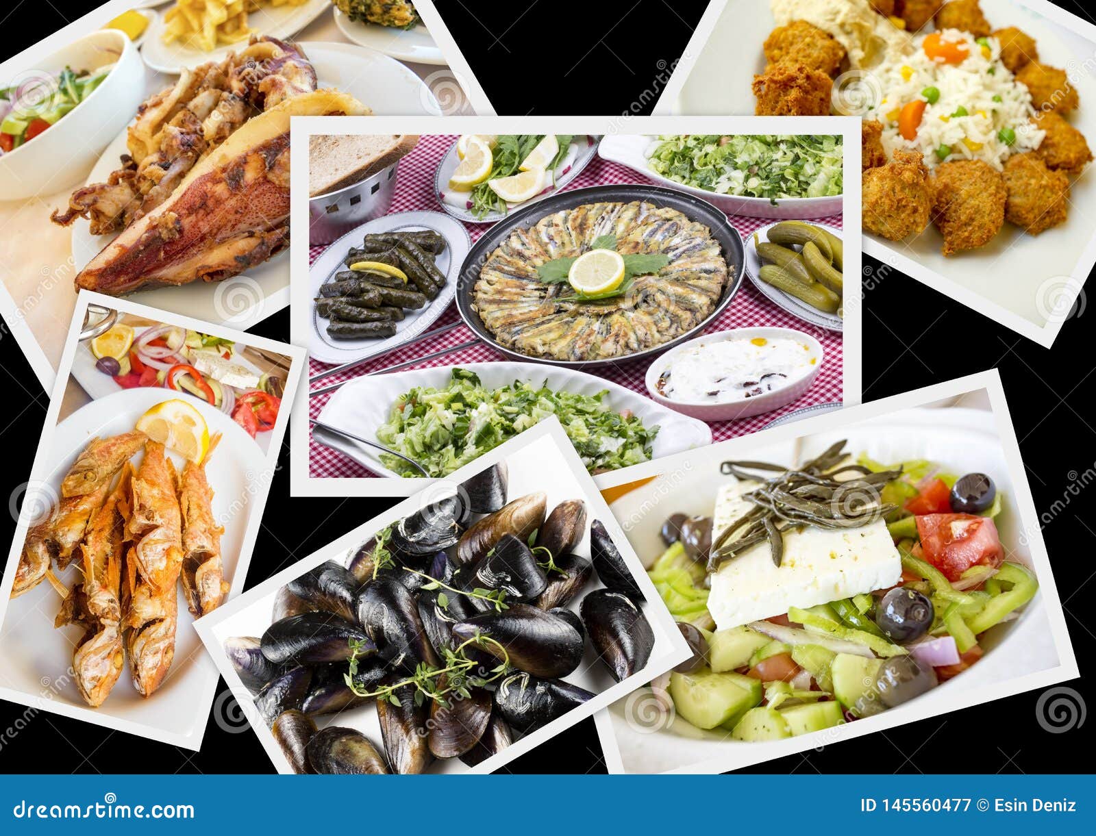 Collage from Different Photos of Delicious Seafood Stock Image - Image ...