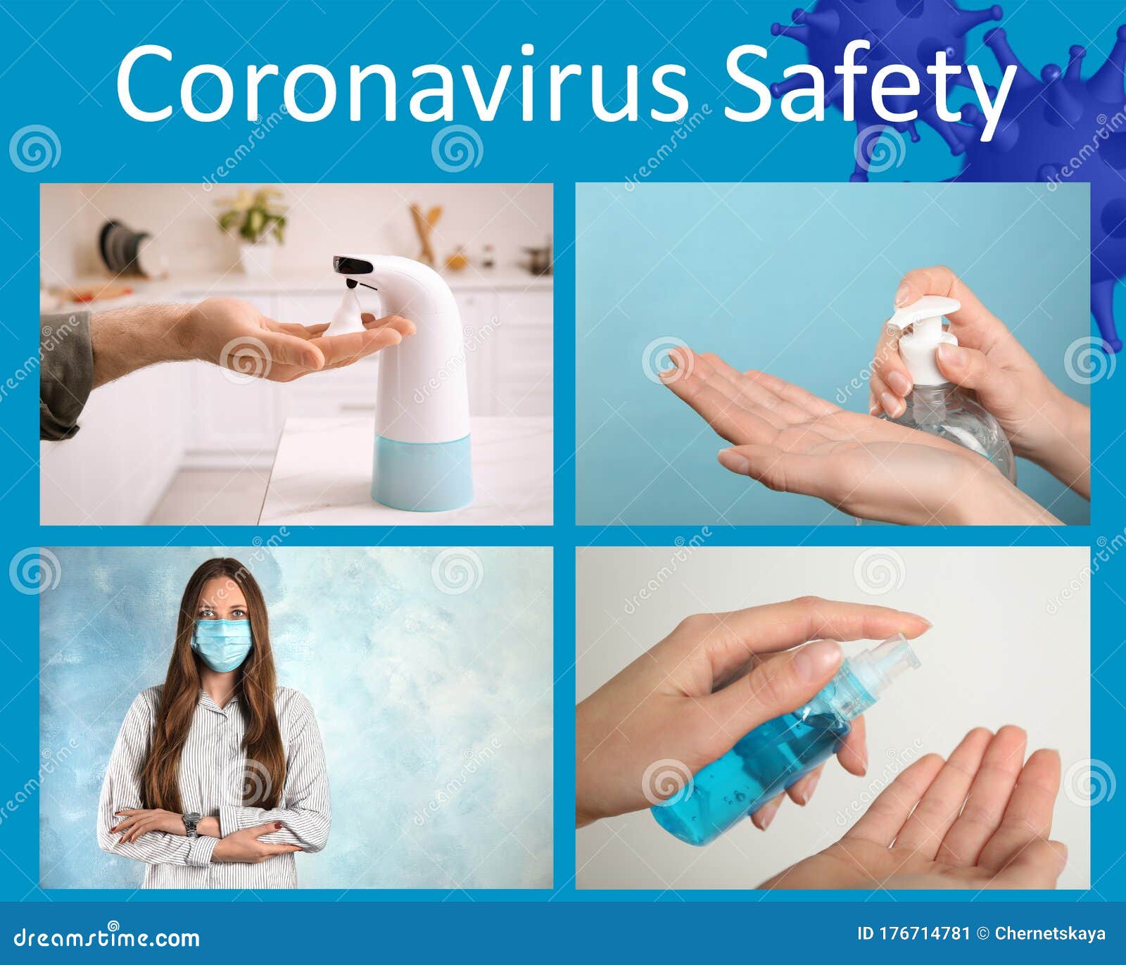 Collage with Different Photos Devoted Coronavirus. Be in Safety Stock ...