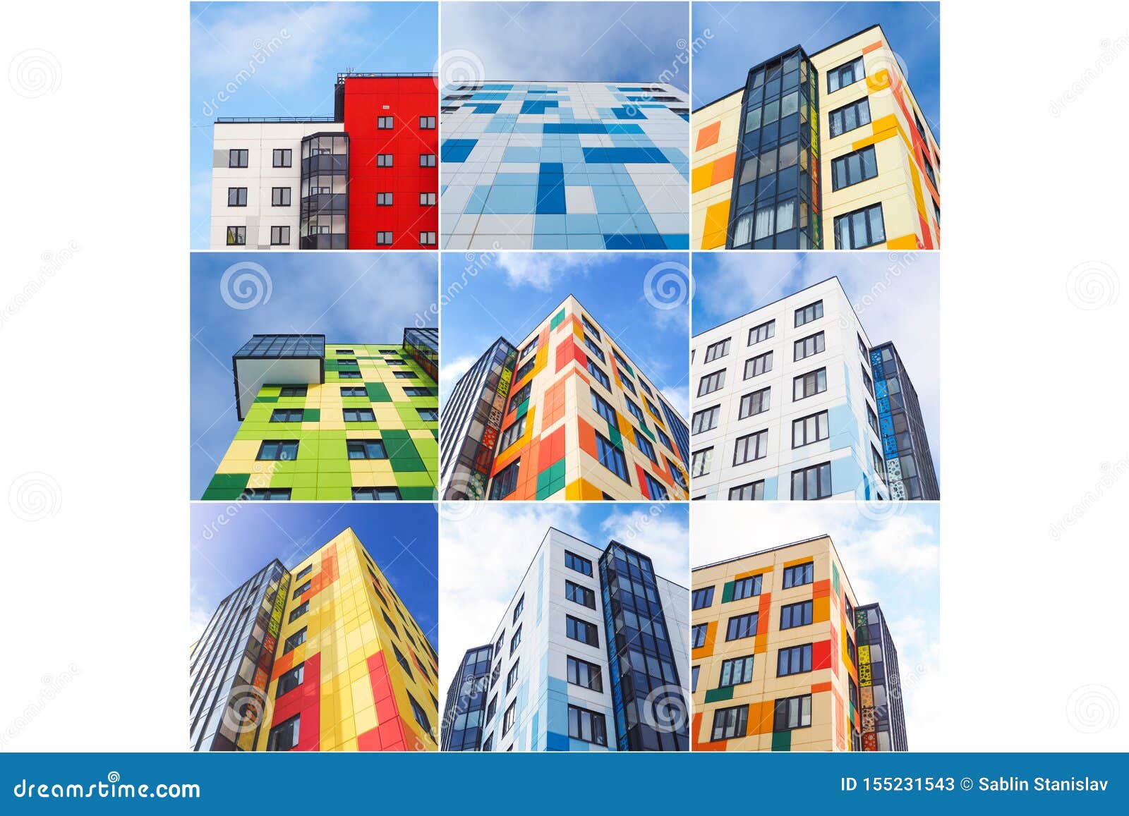 Collage from Different Pictures of Colorful Houses Stock Image - Image ...