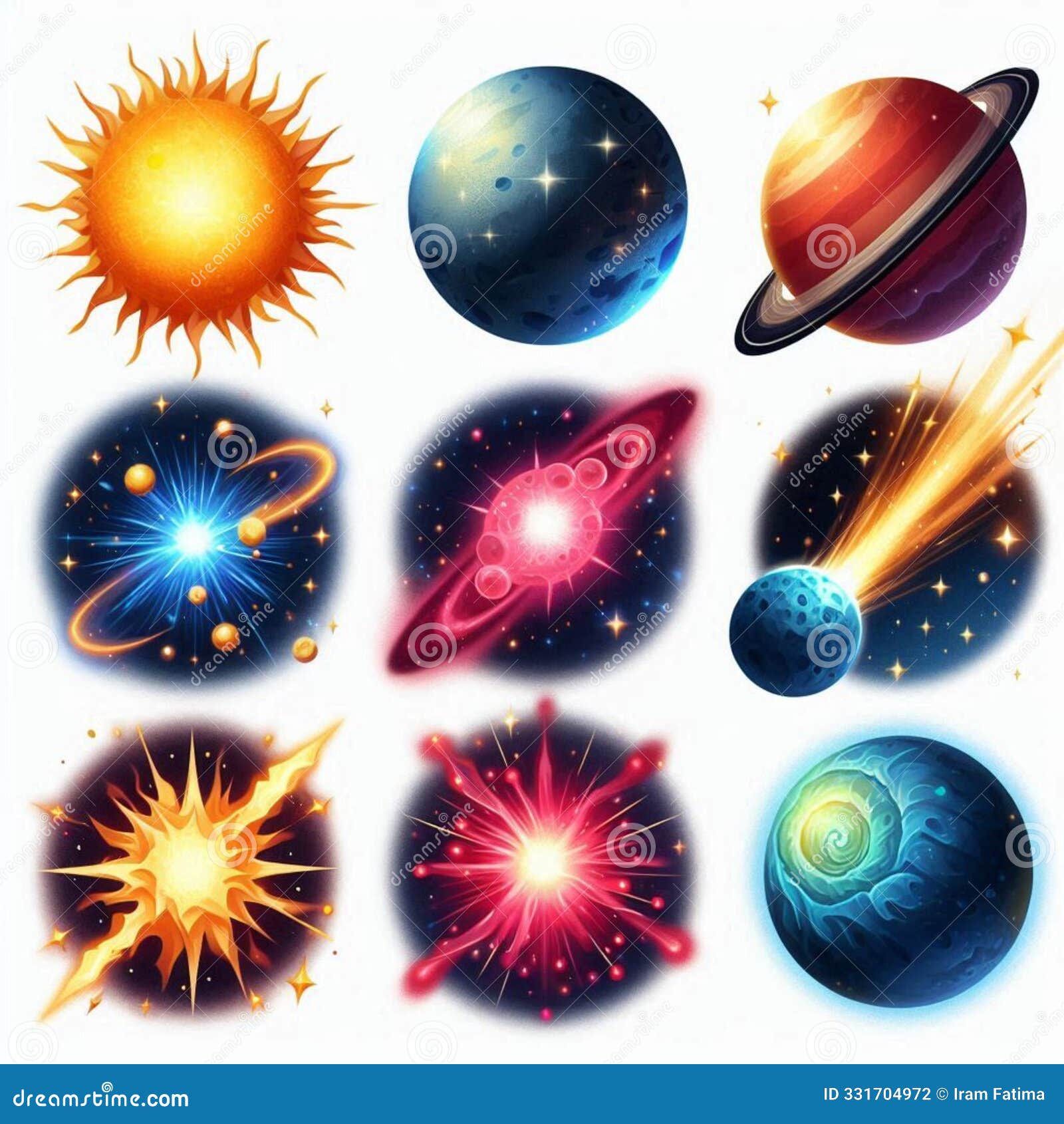 A Collage of Different Planets Including Planets and Planets. Stock ...