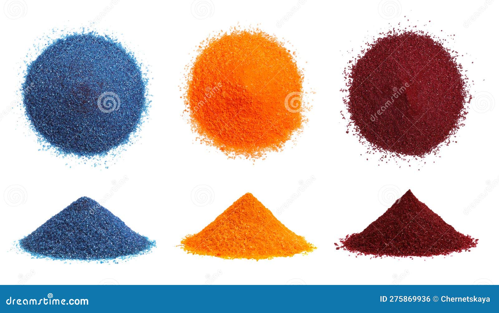 Collage of Different Powdered Food Coloring Isolated on White, Top and ...