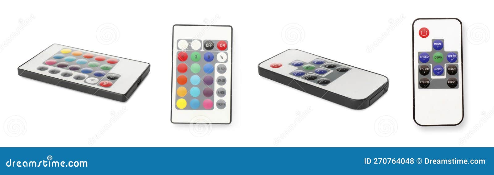 Collage of Different Remote Controllers on White Background, Top and ...
