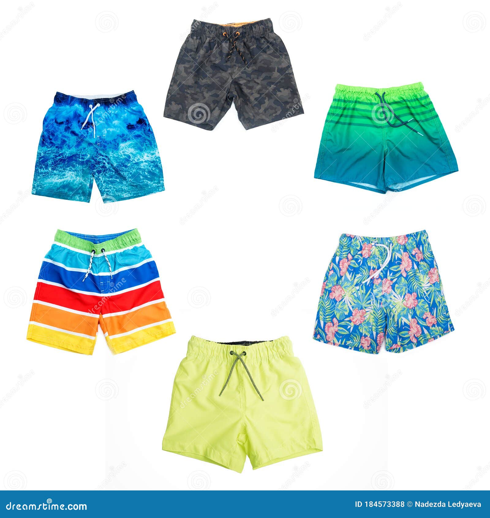 Collage of Different Shorts for Boys of Different Colors. Stock Photo ...