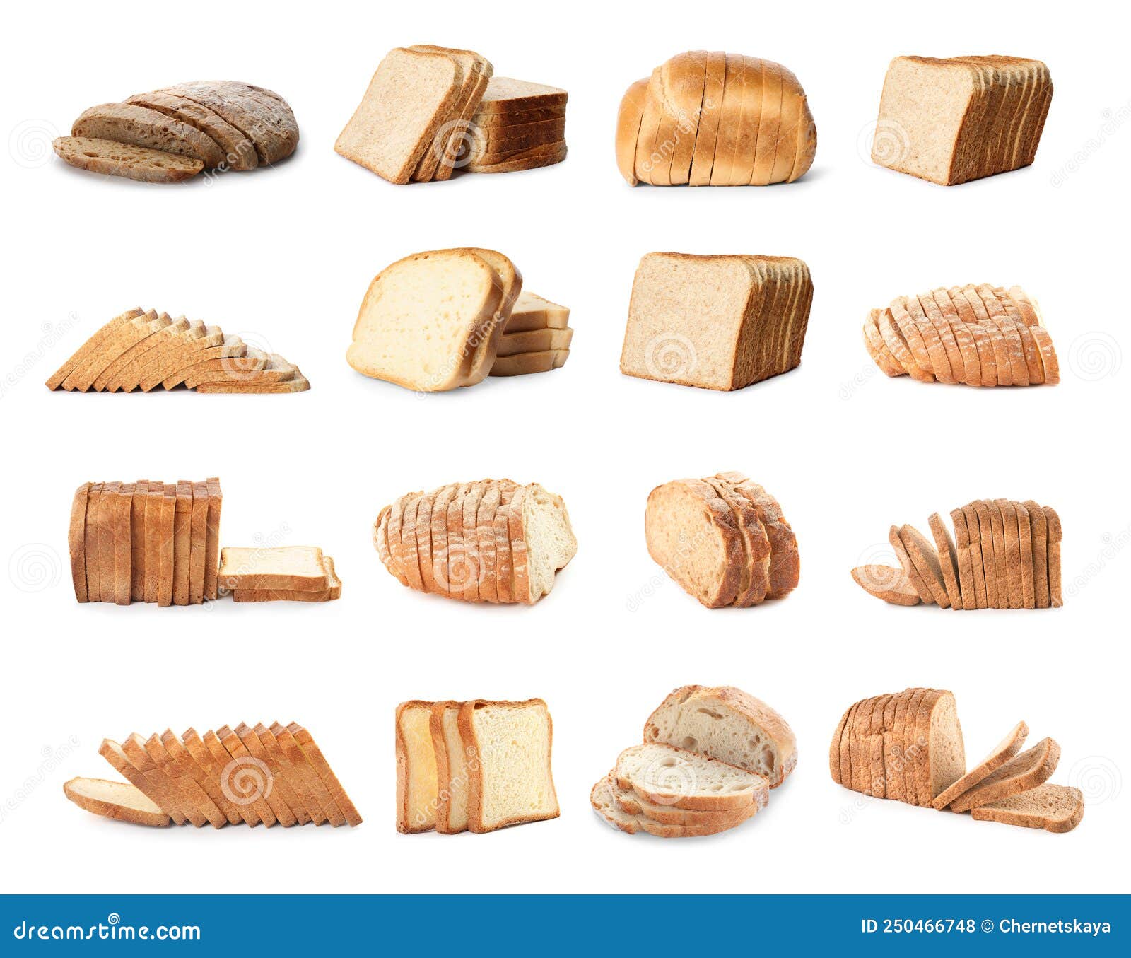 Collage with Different Sliced Bread on White Background Stock Photo ...