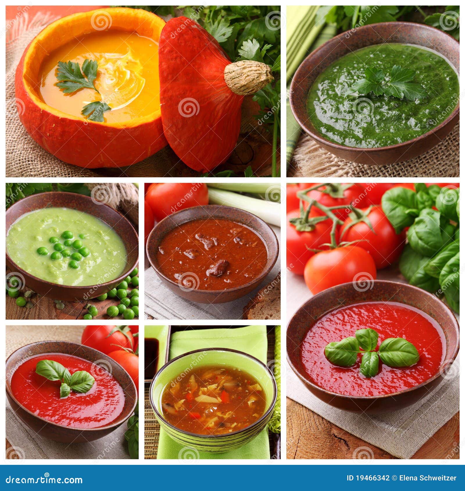 Collage of different soups stock photo. Image of food - 19466342