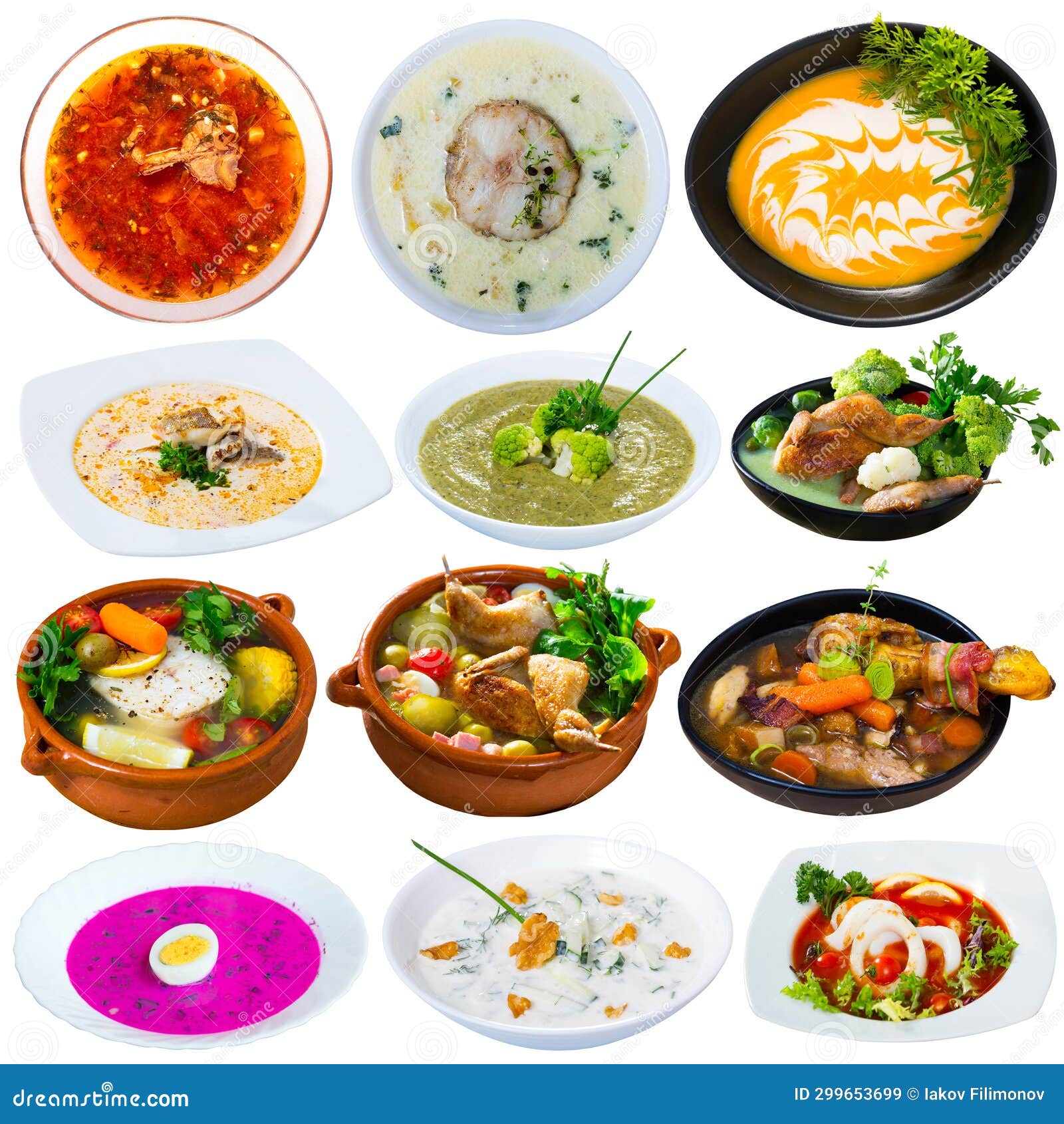 Collage of Different Soups Isolated Stock Image - Image of dish ...