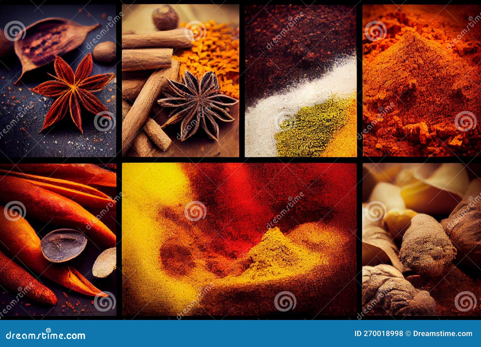 Collage of Different Spices Stock Photo - Image of natural, ingredient ...