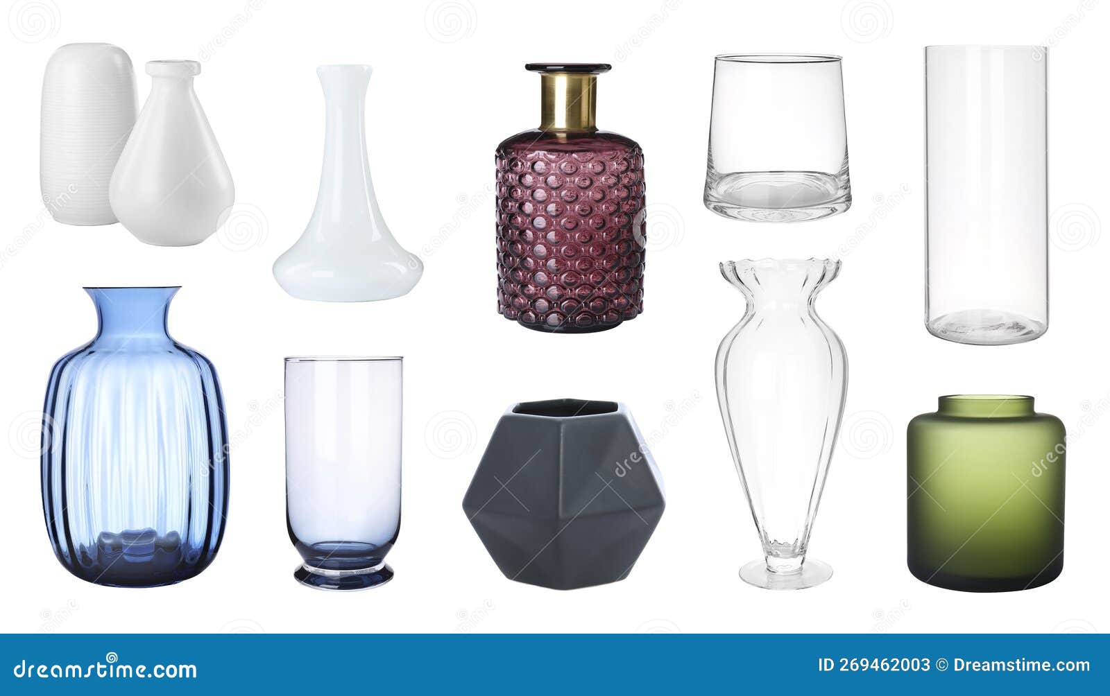 Collage with Different Stylish Vases on White Background Stock Image ...