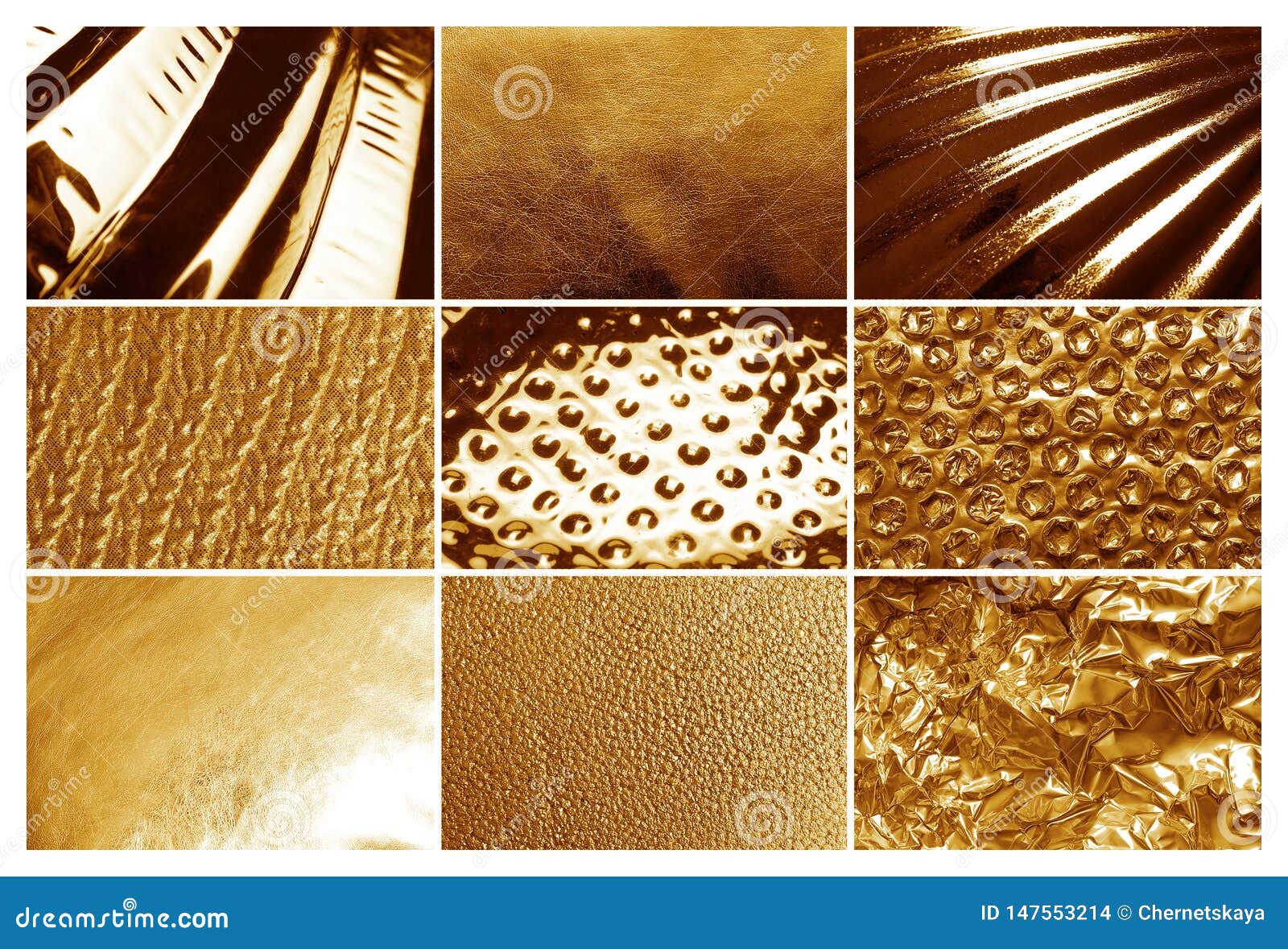 Collage of Different Textured Gold Surfaces Stock Photo - Image of ...