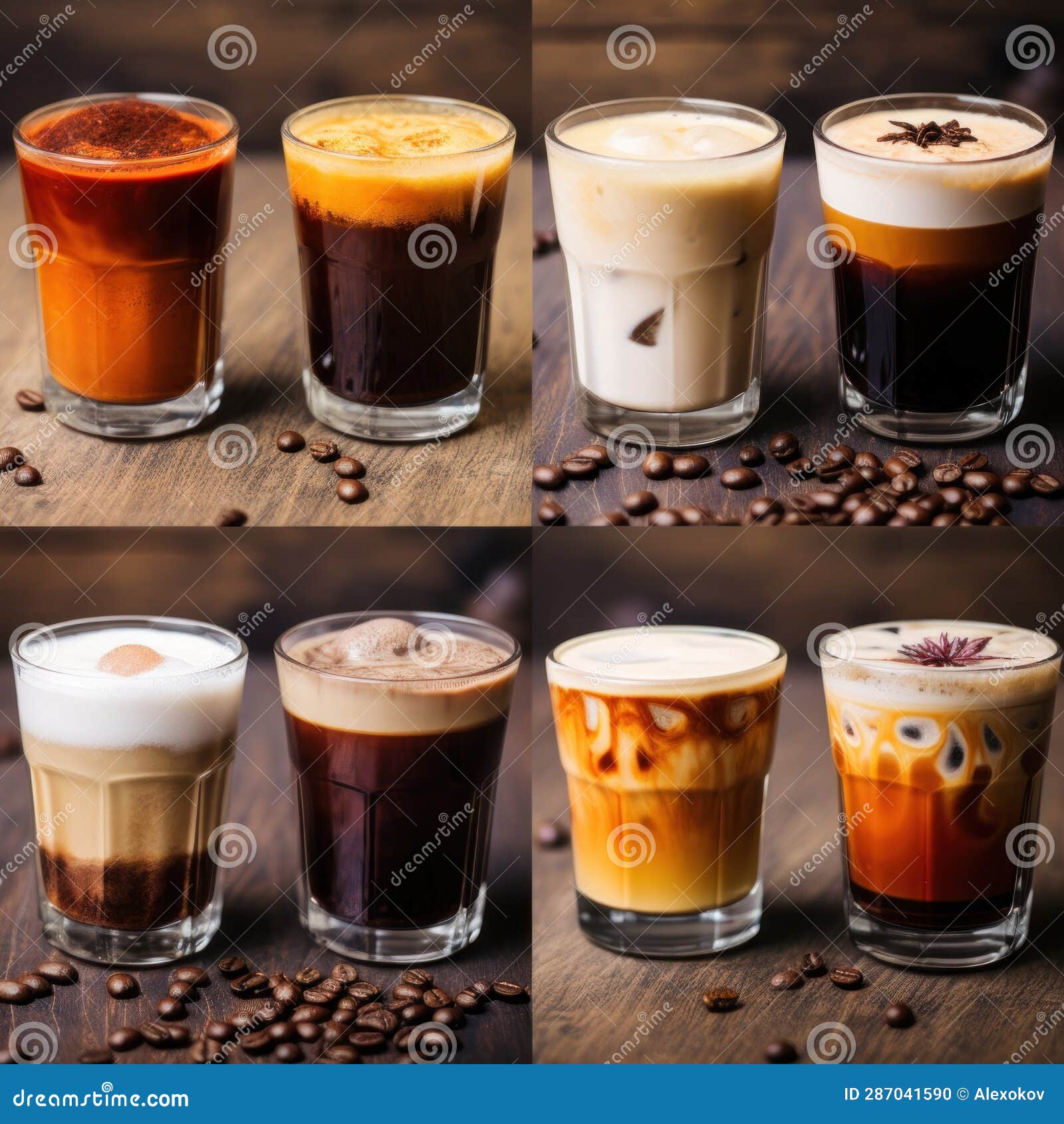 A Collage of Different Types of Coffee Drinks AI Generated Stock Photo ...