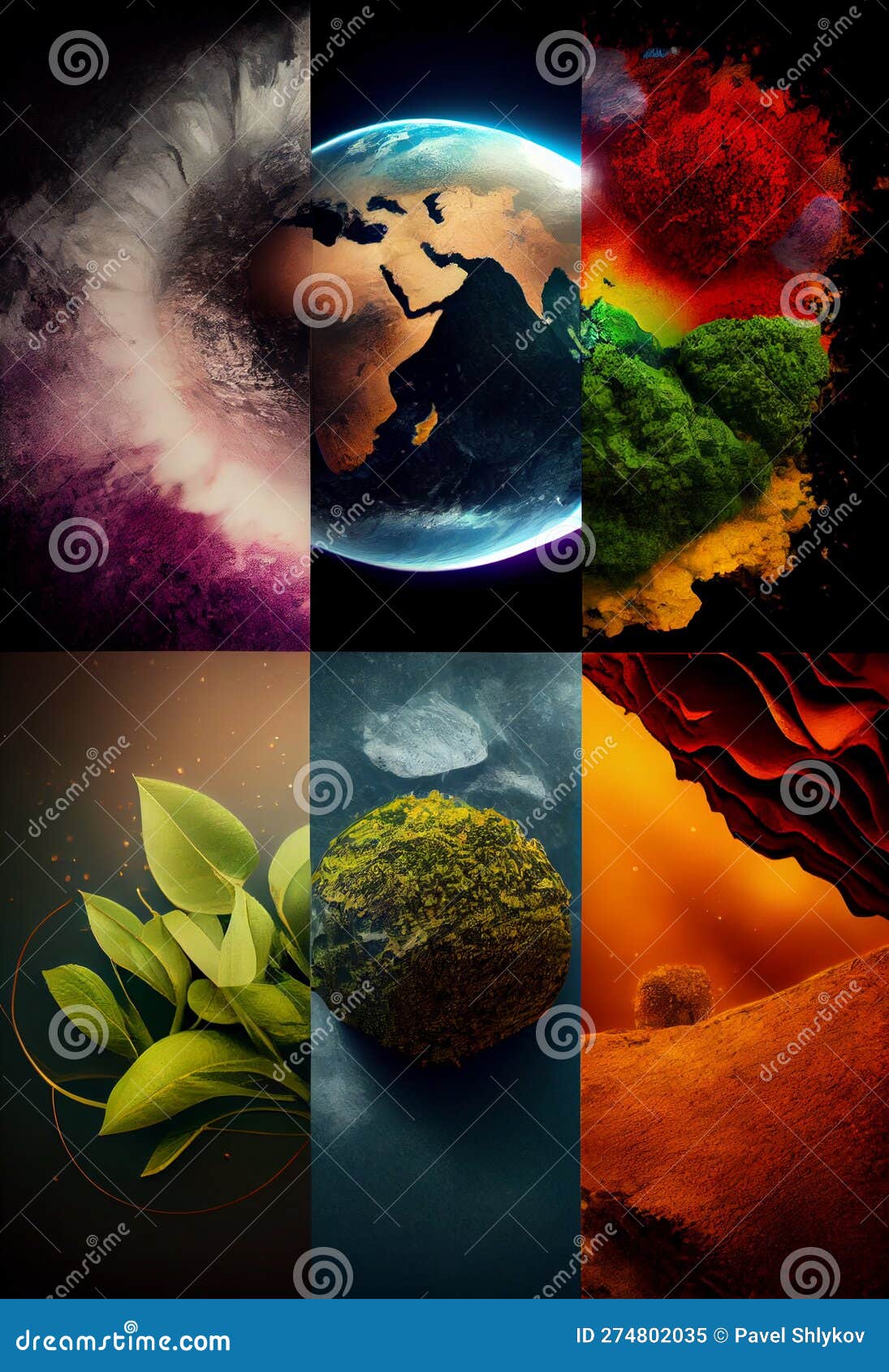 Collage of Different Types of Earth Textures. Stock Illustration ...