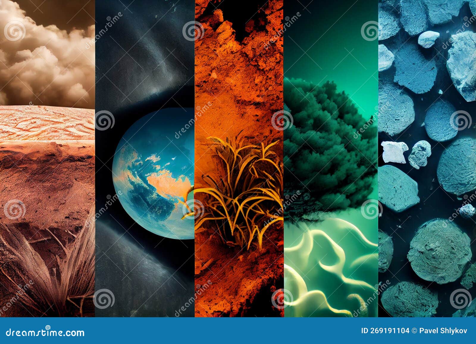 Collage of Different Types of Earth Textures. Stock Illustration ...