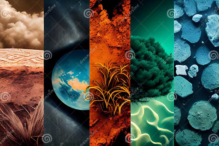 Collage of Different Types of Earth Textures. Stock Illustration ...