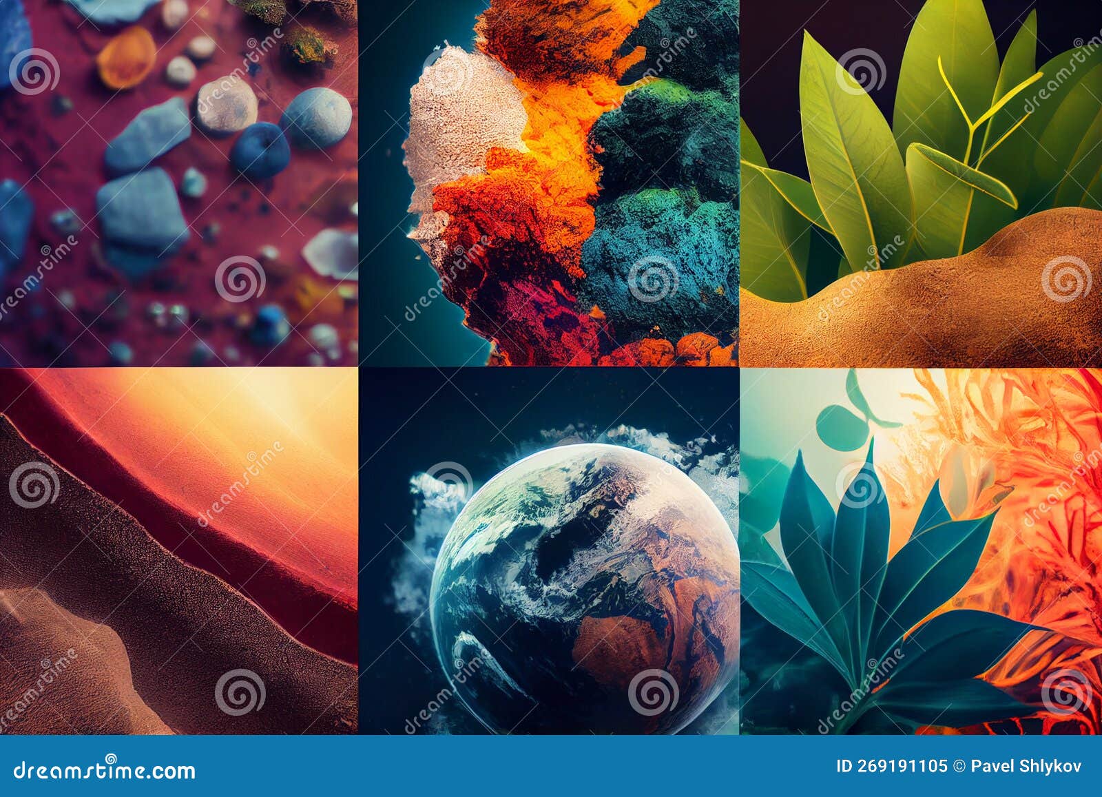 Collage of Different Types of Earth Textures. Stock Illustration ...