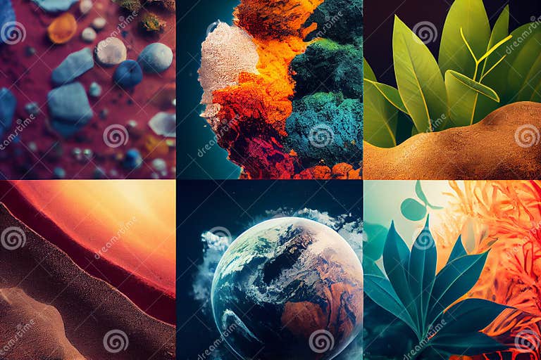 Collage of Different Types of Earth Textures. Stock Illustration ...