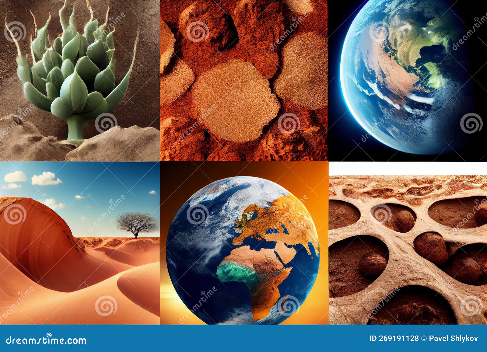 Collage of Different Types of Earth Textures. Stock Illustration ...
