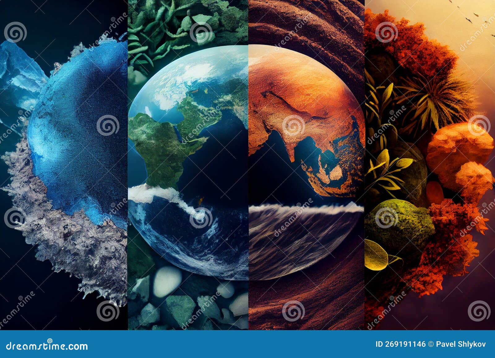 Collage of Different Types of Earth Textures. Stock Illustration ...