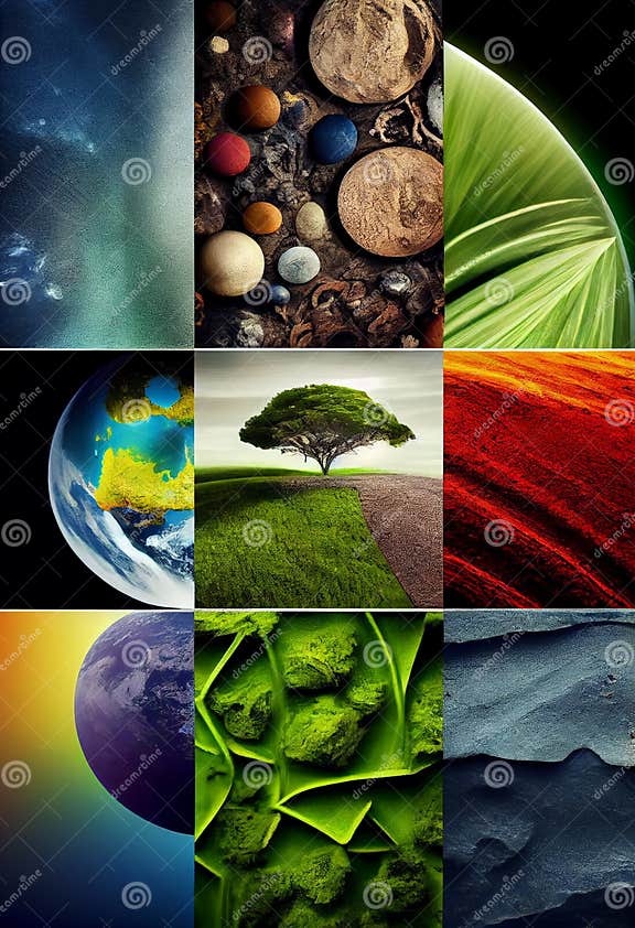 Collage of Different Types of Earth Textures. Stock Illustration ...