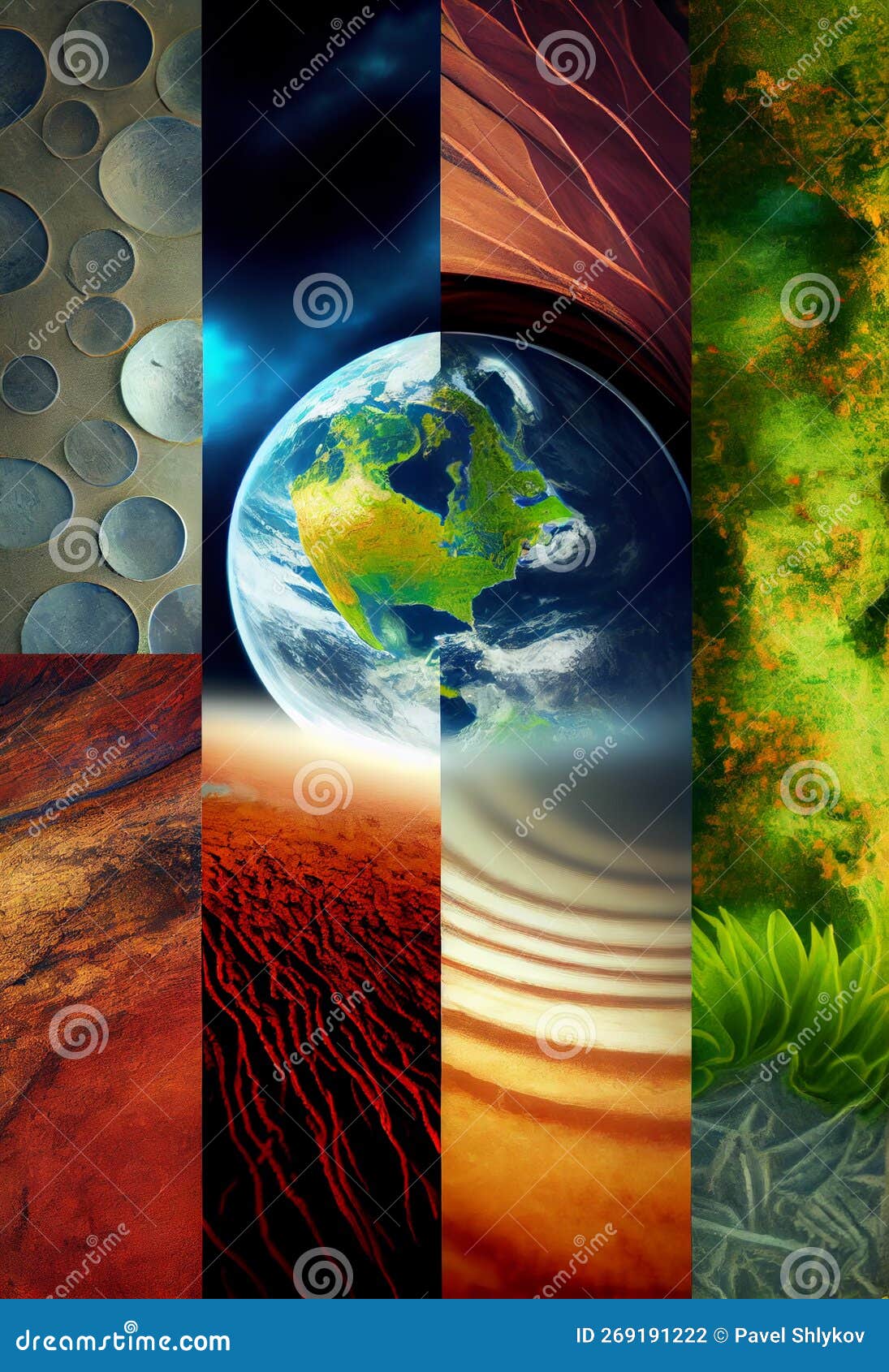 Collage of Different Types of Earth Textures. Stock Illustration ...