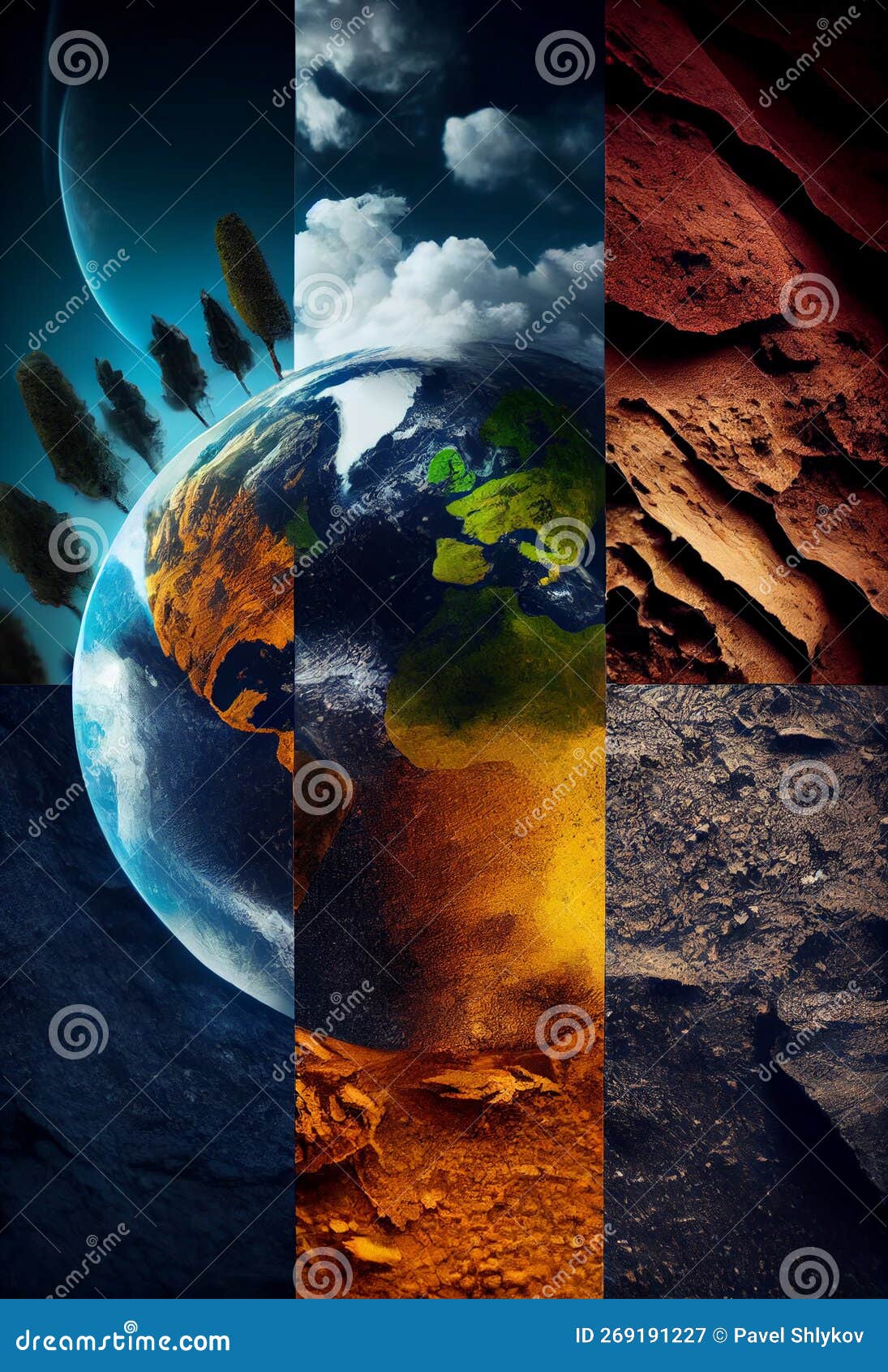 Collage of Different Types of Earth Textures. Stock Illustration ...