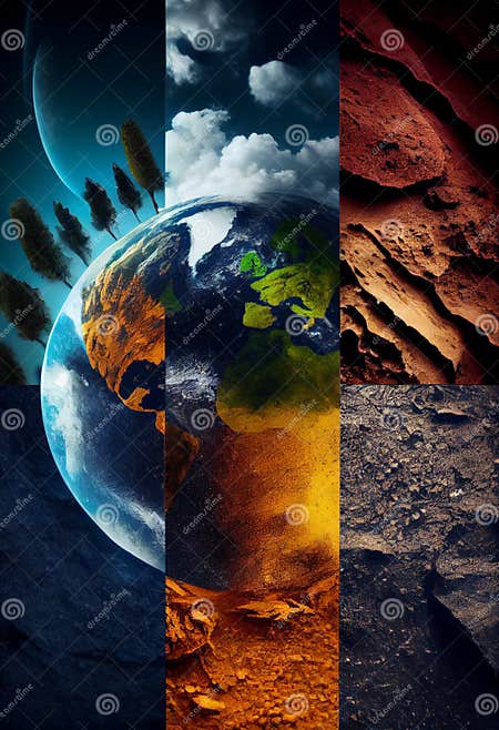Collage of Different Types of Earth Textures. Stock Illustration ...