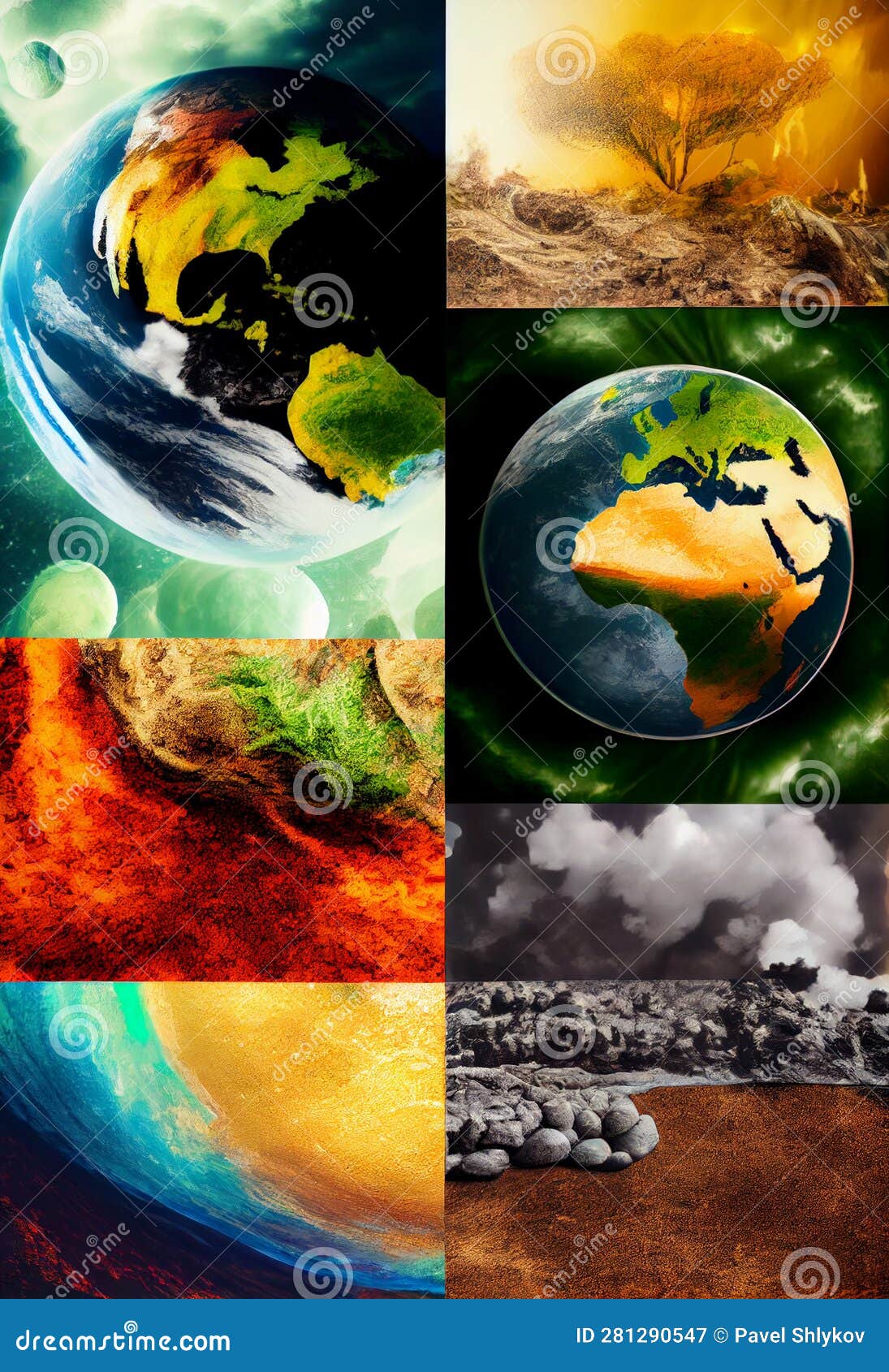 Collage of Different Types of Earth Textures. Stock Image - Image of ...