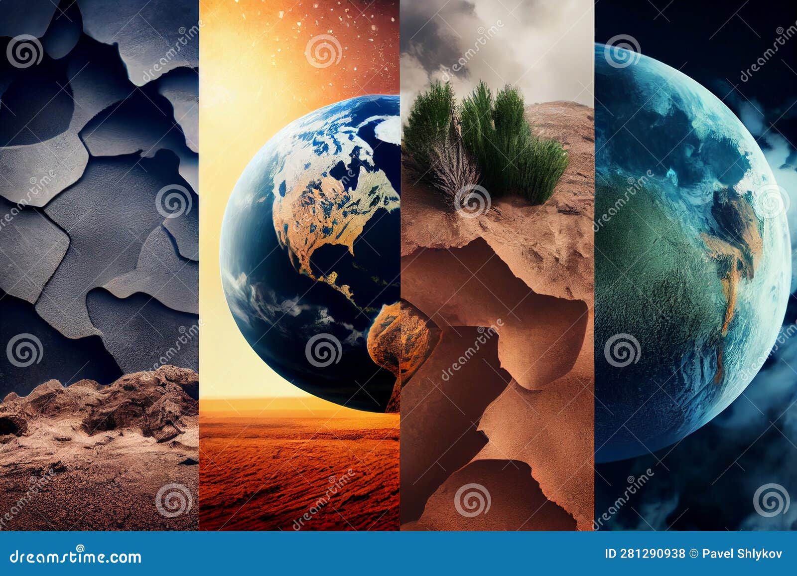 Collage of Different Types of Earth Textures. Stock Illustration ...