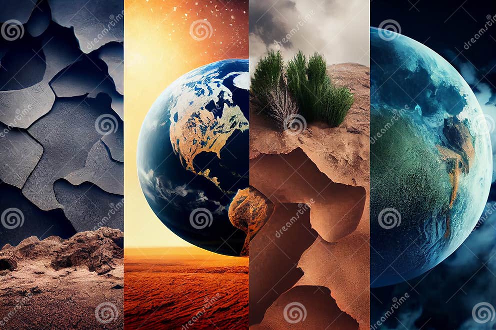Collage of Different Types of Earth Textures. Stock Illustration ...