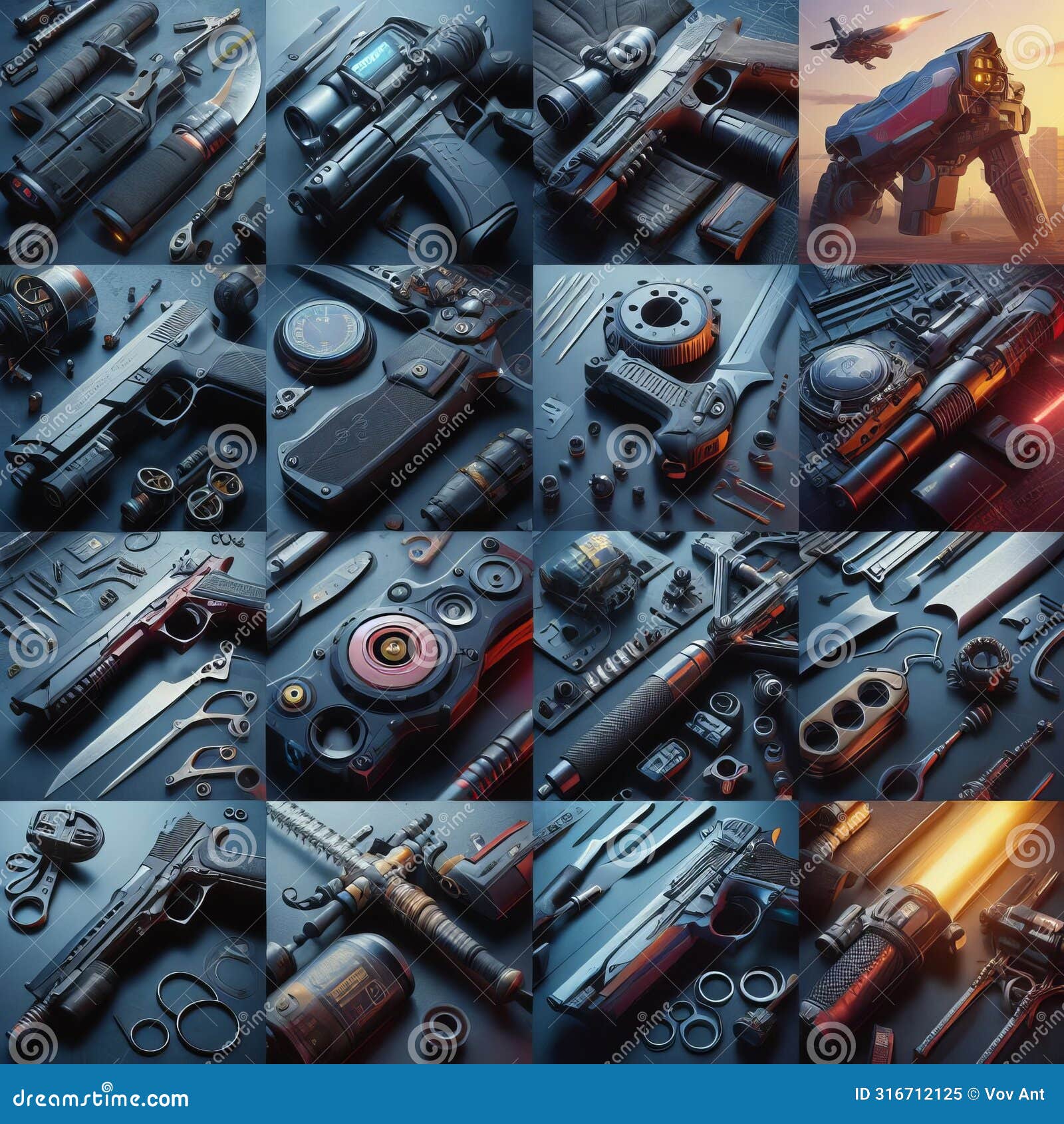 Collage Weapons And Ammunition Medieval Warrior Assorted Six Blocks ...