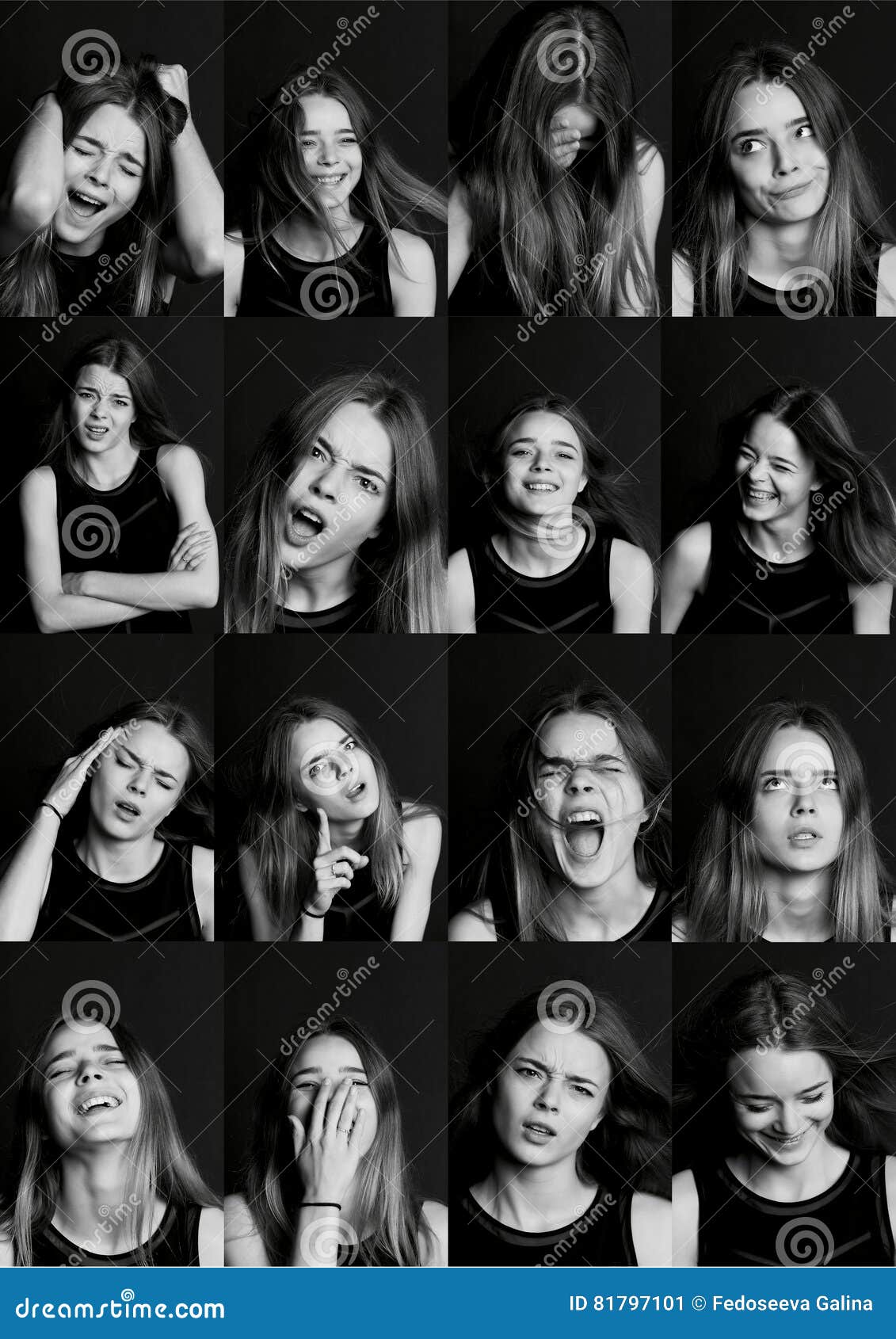 Collage With Different Types Of Human Emotion. The Diversity Their ...