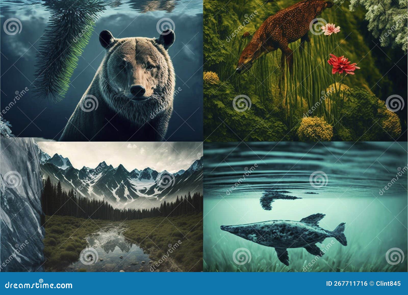 A Collage of Different Types of Nature Scenes Stock Illustration ...