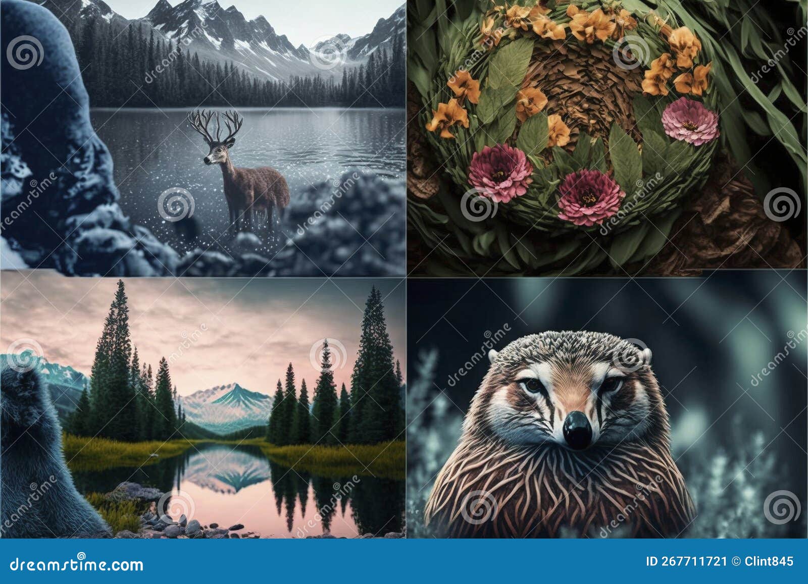 A Collage of Different Types of Nature Scenes Stock Illustration ...