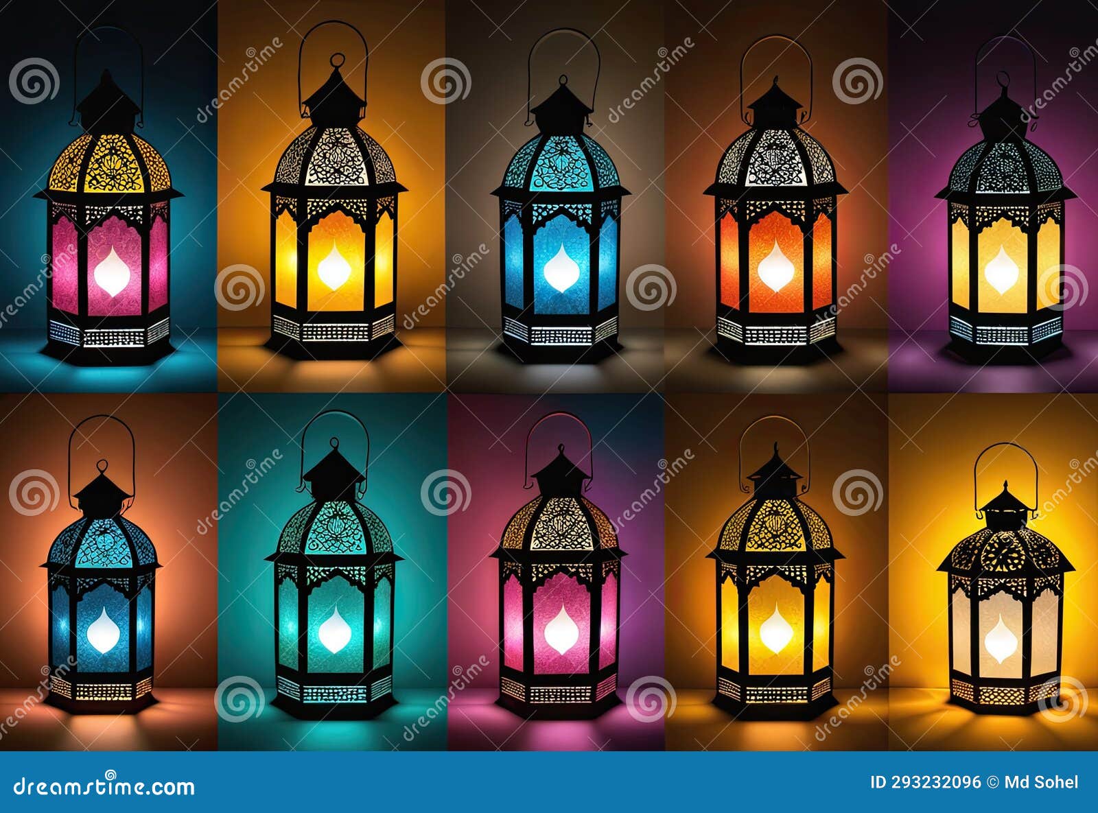 A Collage of Different Types of Ramadan Lanterns with Different Shapes ...