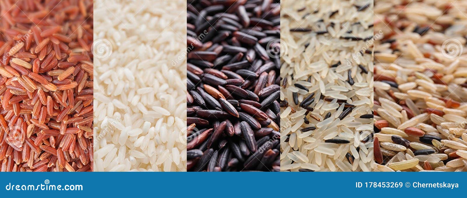 Collage with Different Types of Rice. Banner Design Stock Image - Image ...