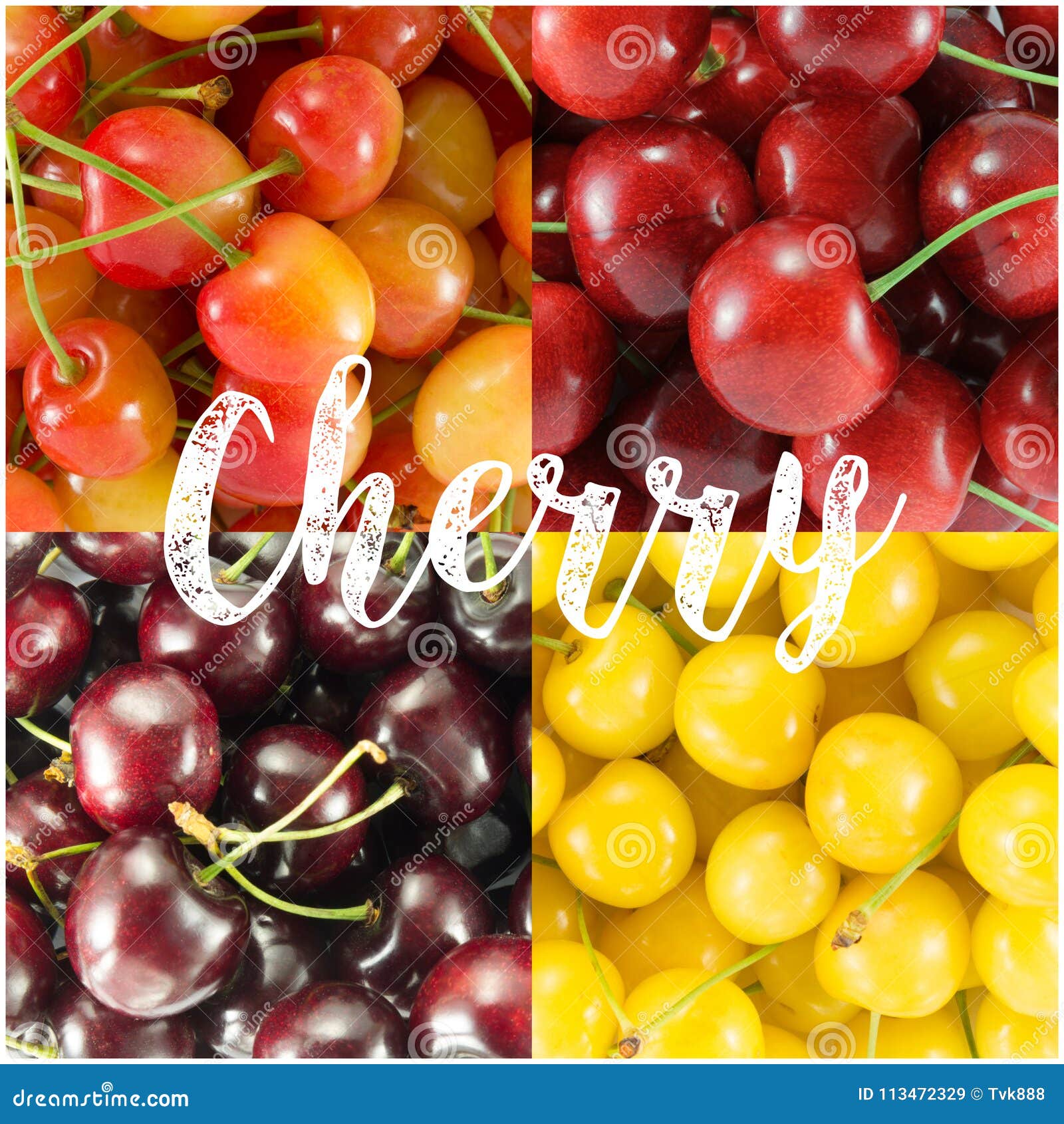 Collage from Different Varieties of Sweet Cherry - Square Stock Image ...
