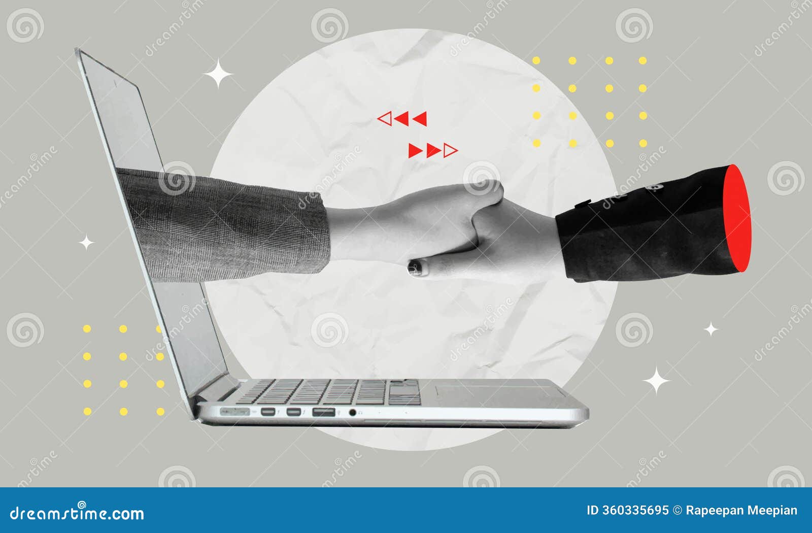 Collage of Digital Handshake between Laptop and Diverse Hands for ...
