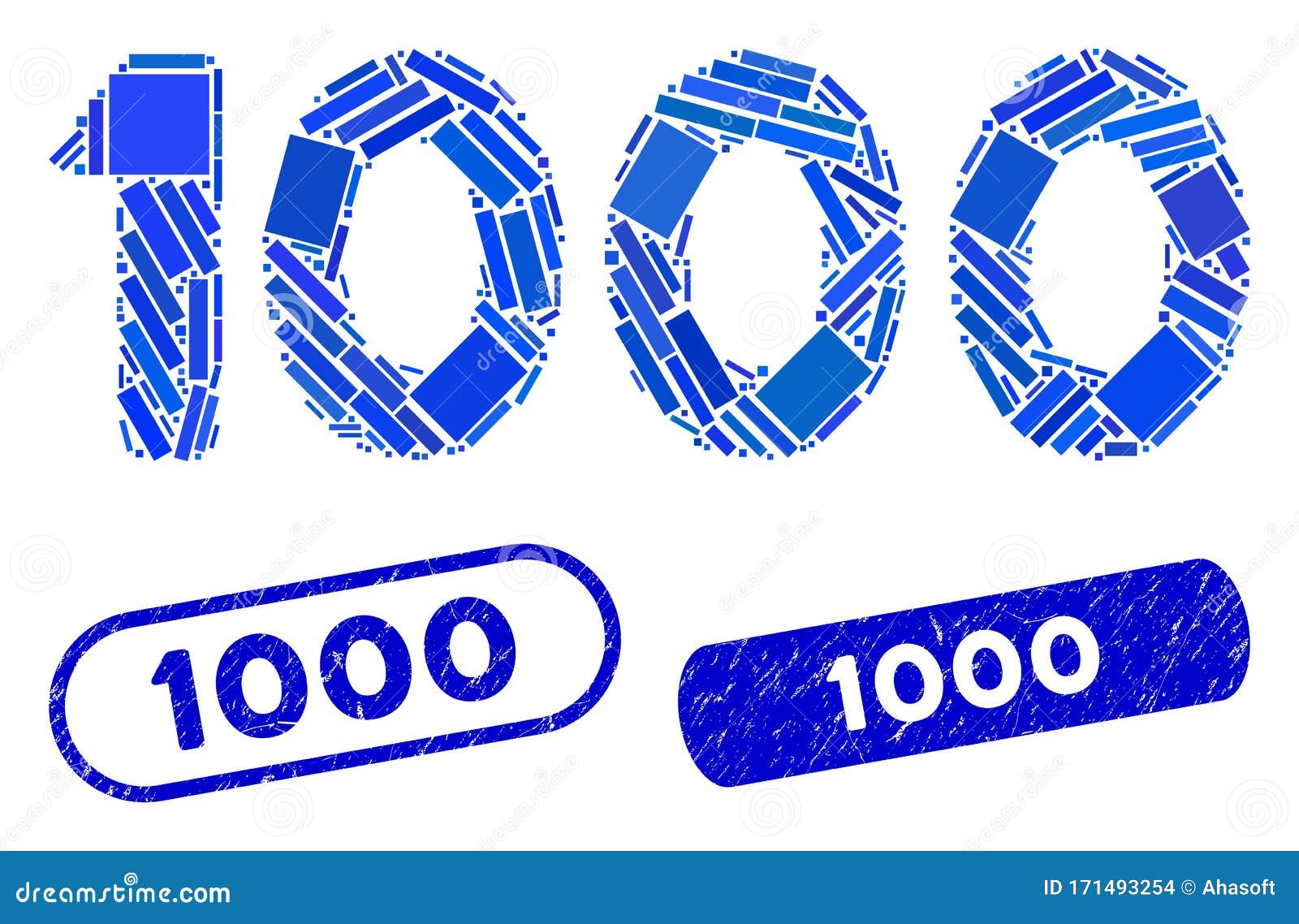 Rectangle Mosaic 1000 Digits Text with Grunge 1000 Stamps Stock Vector ...