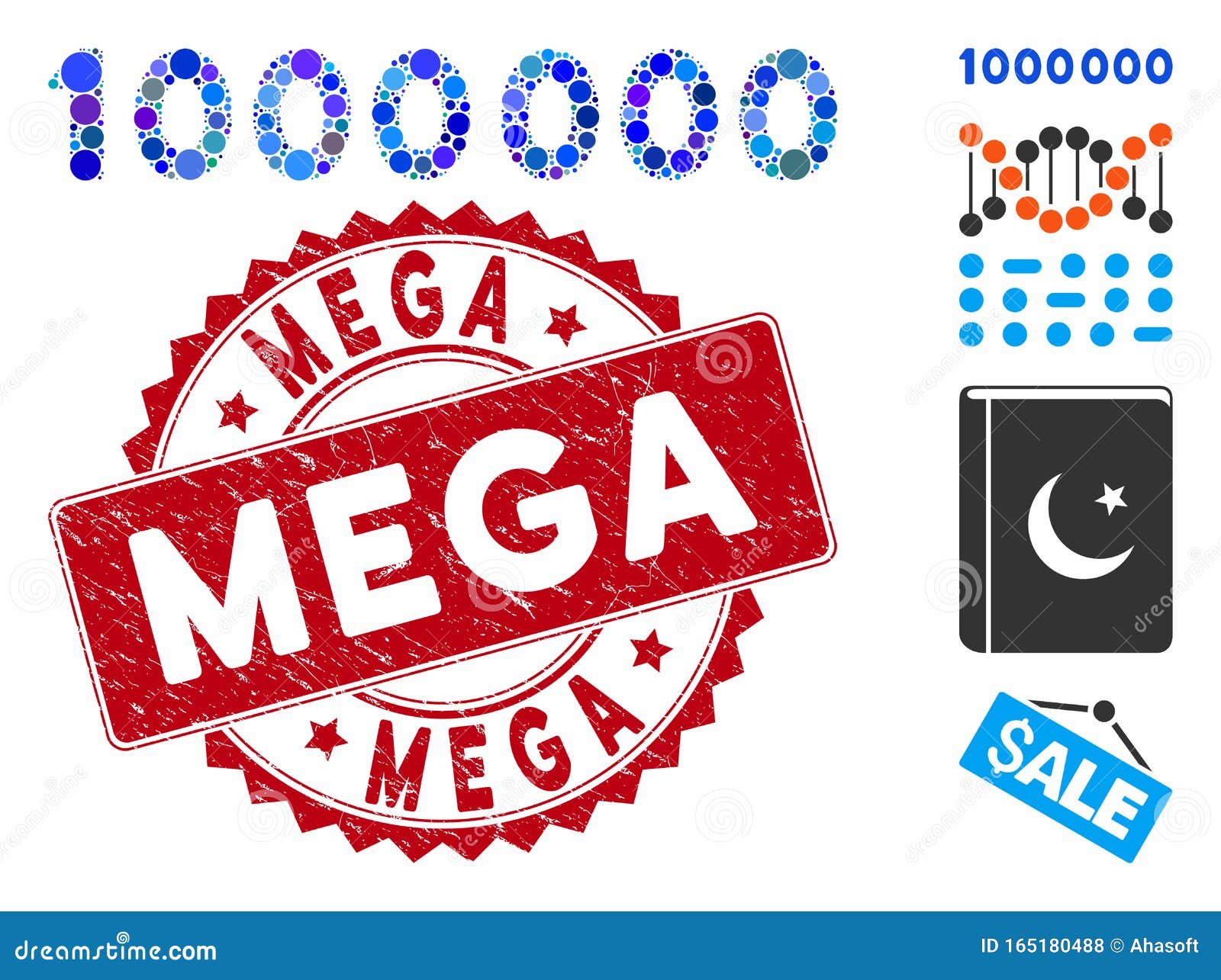 Collage 1000000 Digits Text Icon with Grunge Mega Stamp Stock ...