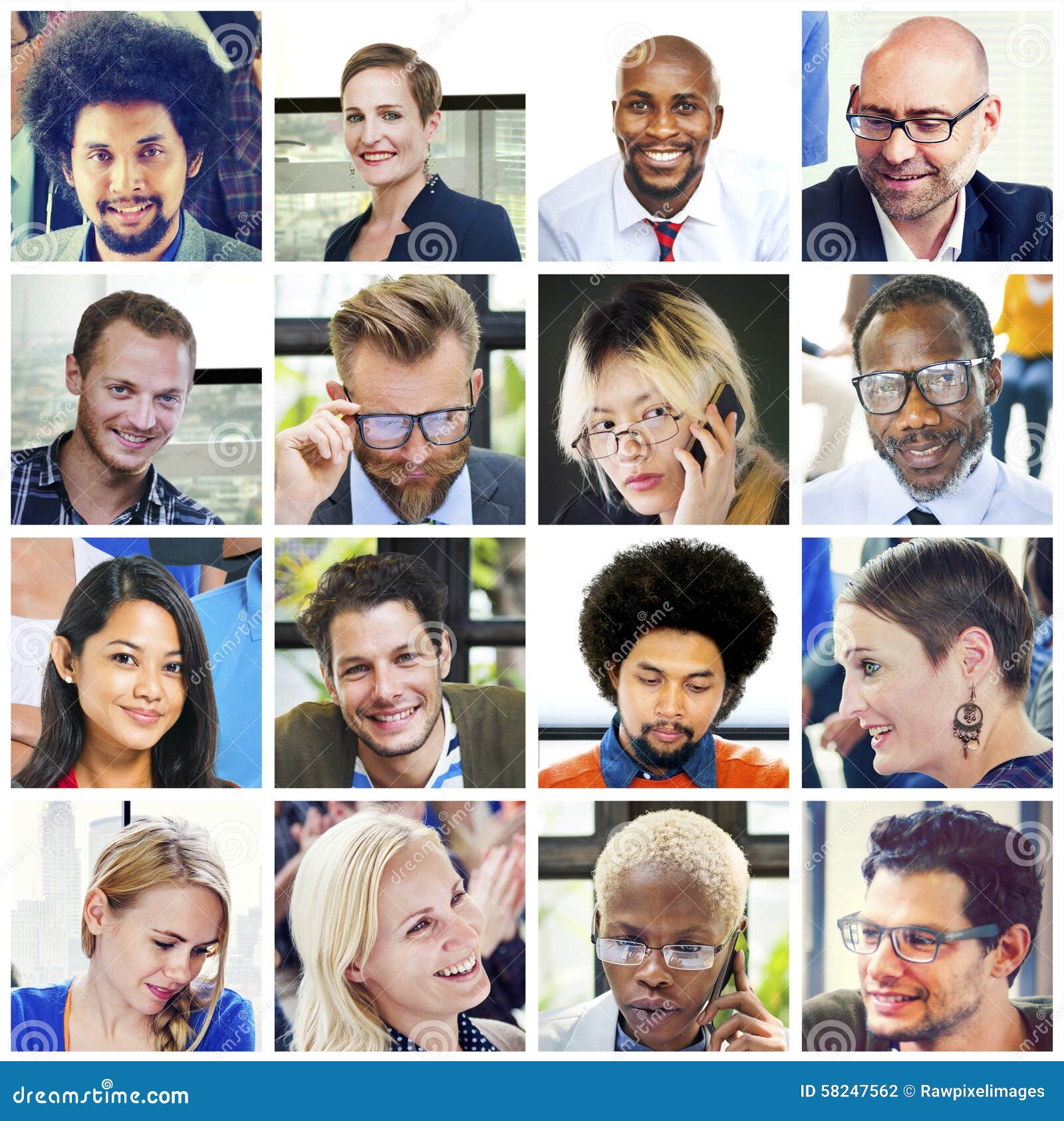 Collage Diverse Faces Group People Concept Stock Photo - Image of ...