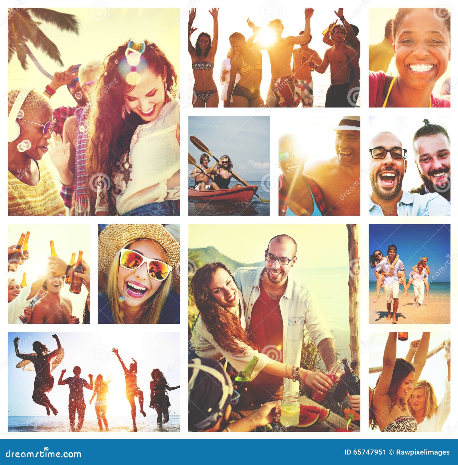 Collage Diverse Faces Summer Beach People Concept Stock Image - Image ...