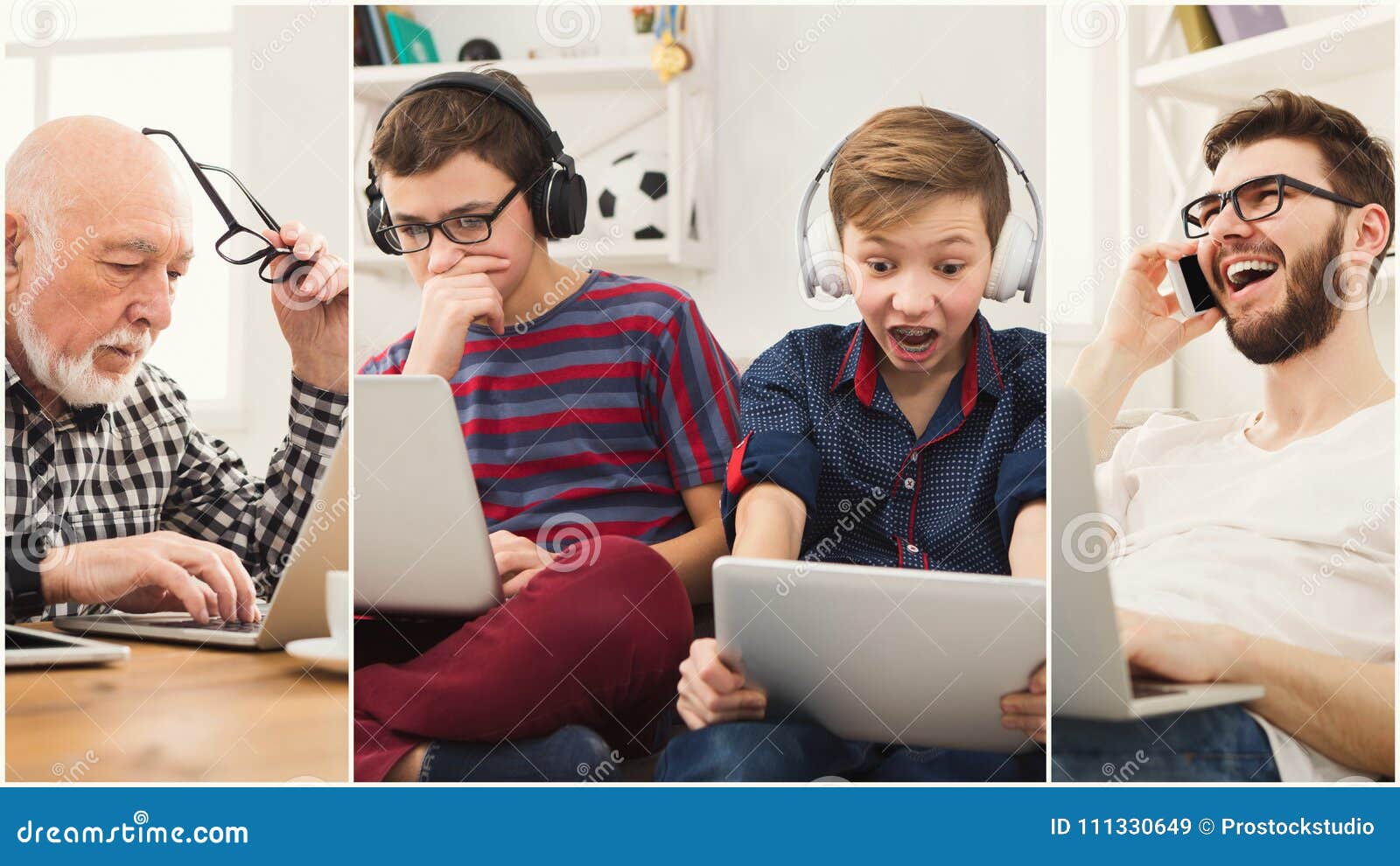 Collage of Diverse People Using Digital Devices Stock Image - Image of ...