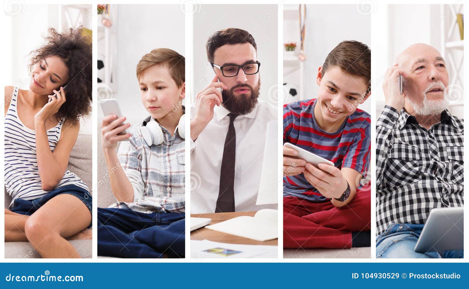 Collage of Diverse People Using Digital Devices Stock Image - Image of ...